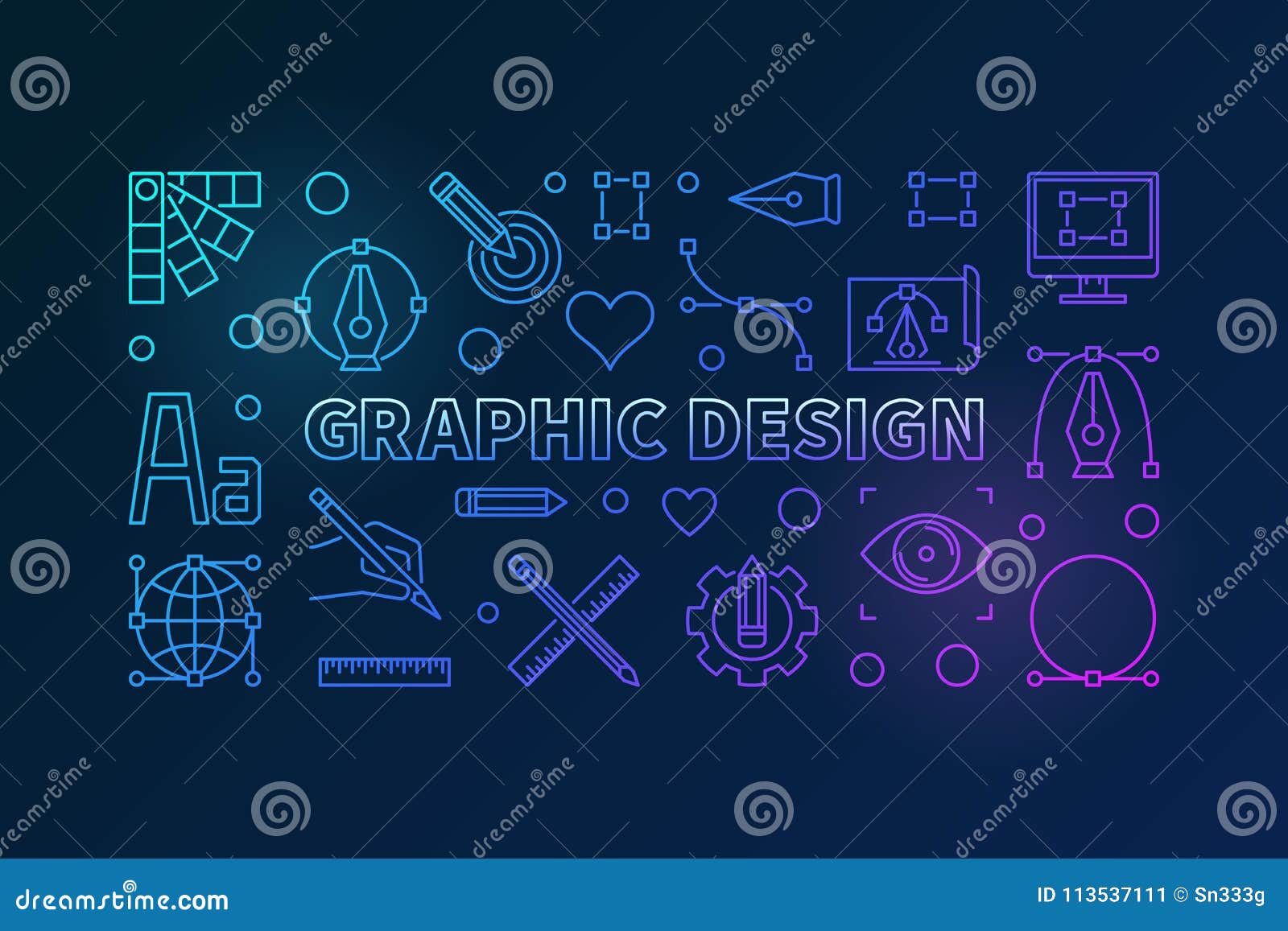 Graphic Design Vector Bright Outline Illustration Stock Vector ...