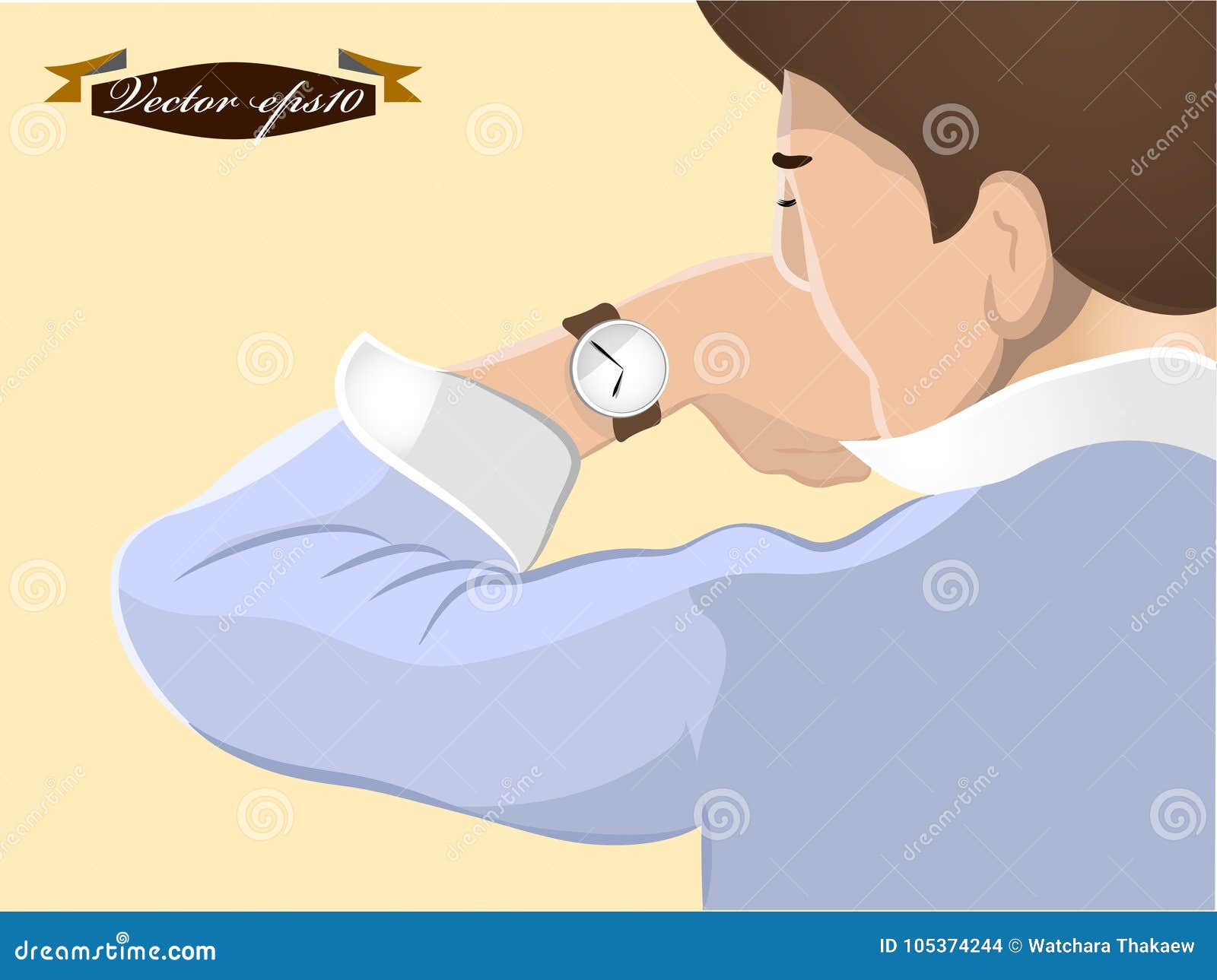 Graphic Design Vector of Business Man Watching Time Watch Stock Vector ...