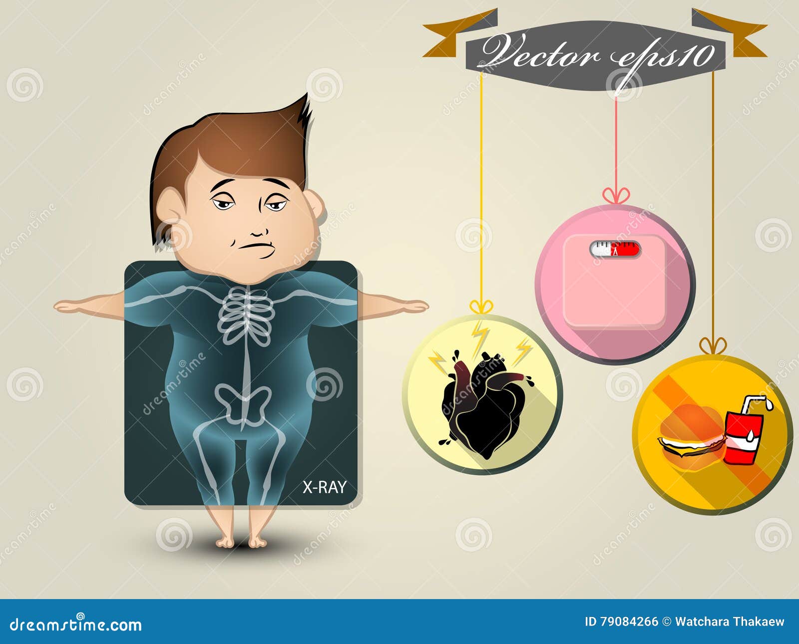 Graphic Design Vector of X-ray Fat Man Stock Illustration ...