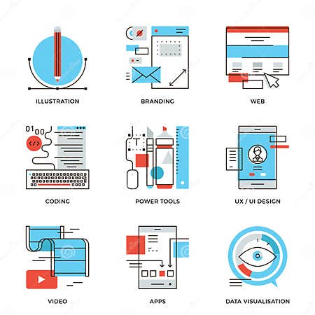 Graphic Design and Web Development Line Icons Set Stock Vector ...