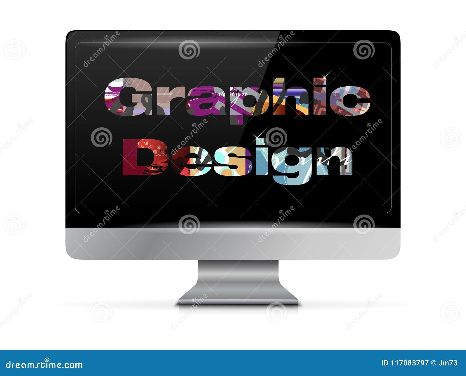 Graphic Design Words with Original Abstract Artwork on Computer Stock ...