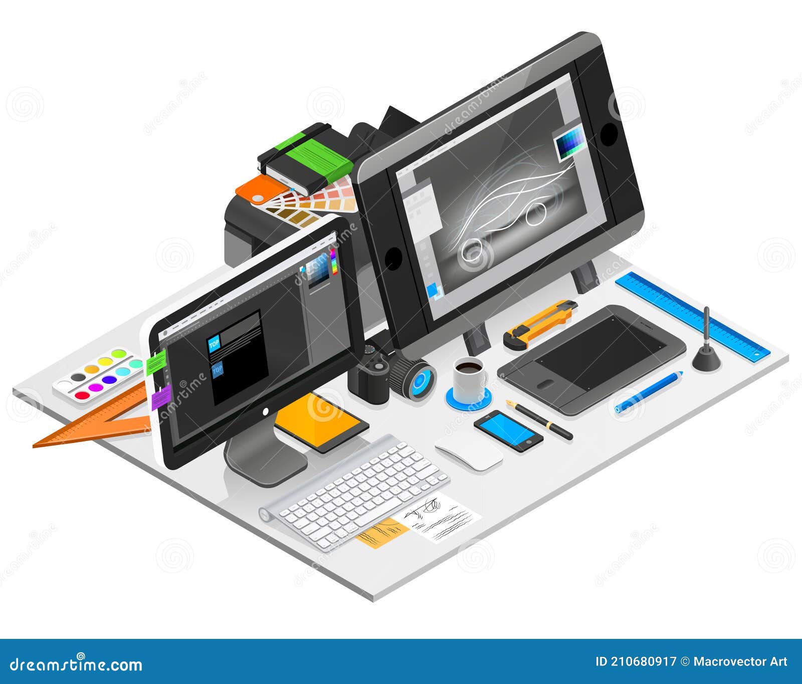Graphic Design Workplace Illustration Stock Vector - Illustration of ...