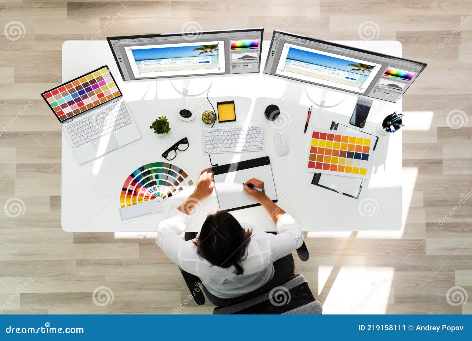 Graphic Designer Artist Working Stock Image - Image of high, retouching ...