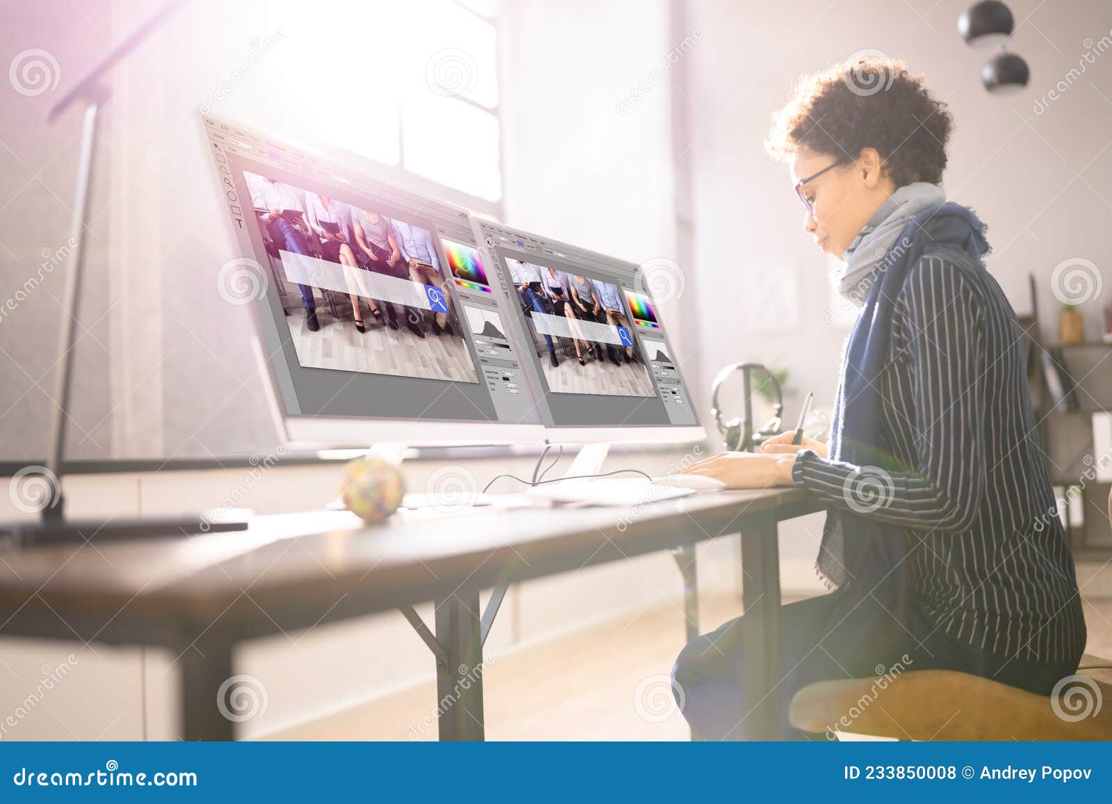 Graphic Designer Artist Working Stock Photo - Image of technology ...