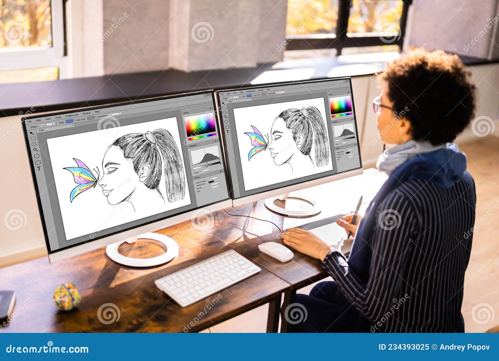 Graphic Designer Artist Working Stock Image - Image of office, desktop ...