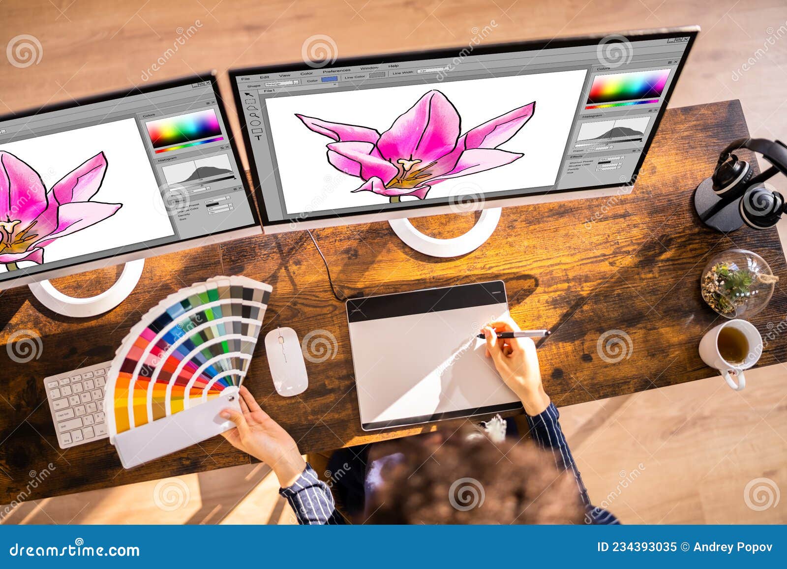 Graphic Designer Artist Working Stock Image - Image of office, girl ...