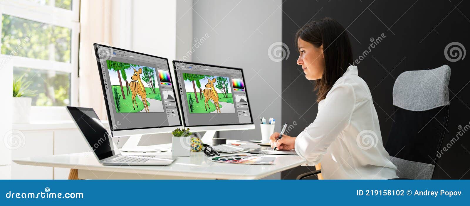 Graphic Designer Artist Working Stock Photo - Image of desk, digital ...