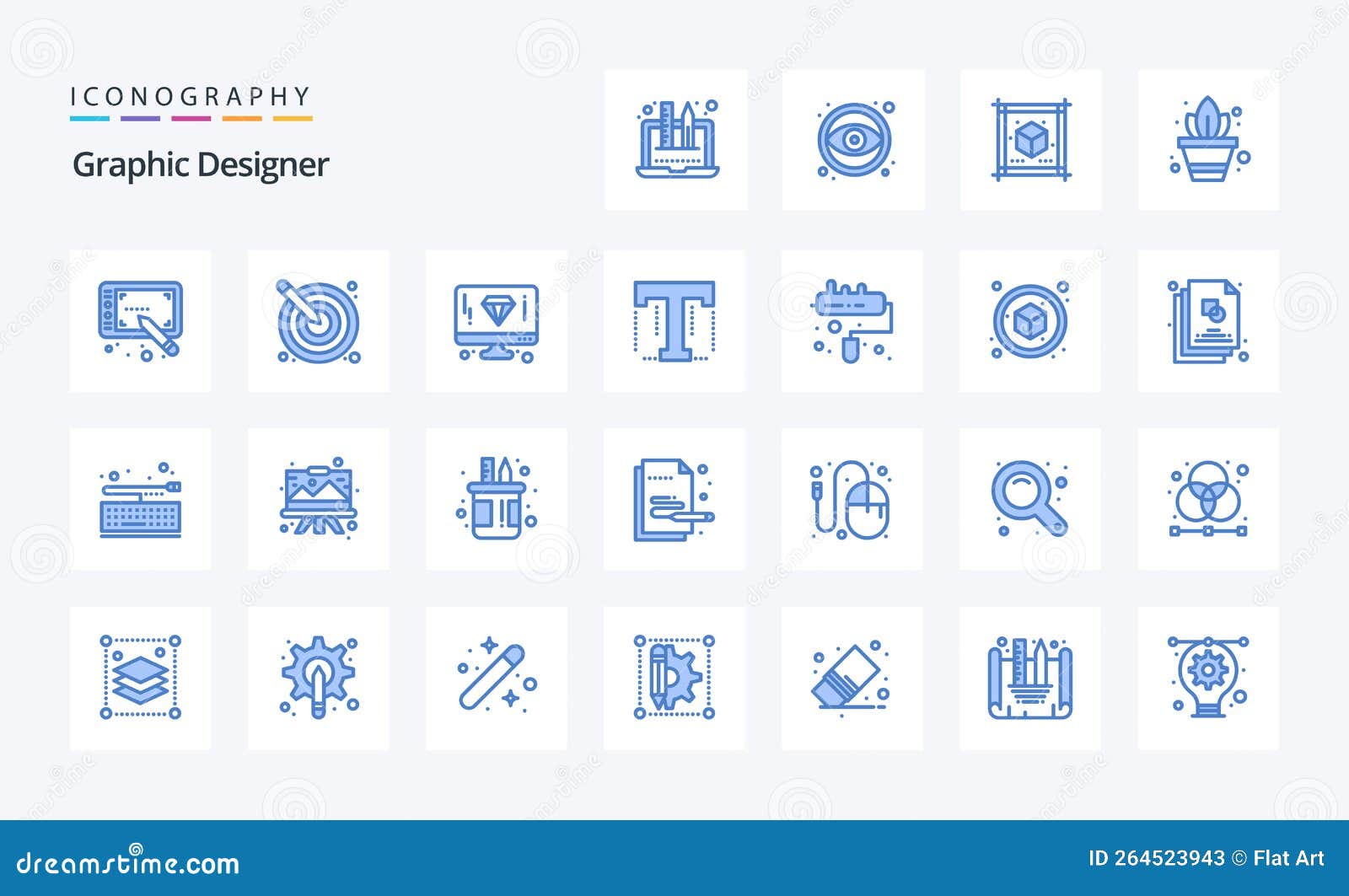 25 Graphic Designer Blue Icon Pack Stock Vector - Illustration of ...