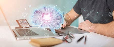 Graphic Designer Creating Artificial Intelligence in a Digital B Stock ...