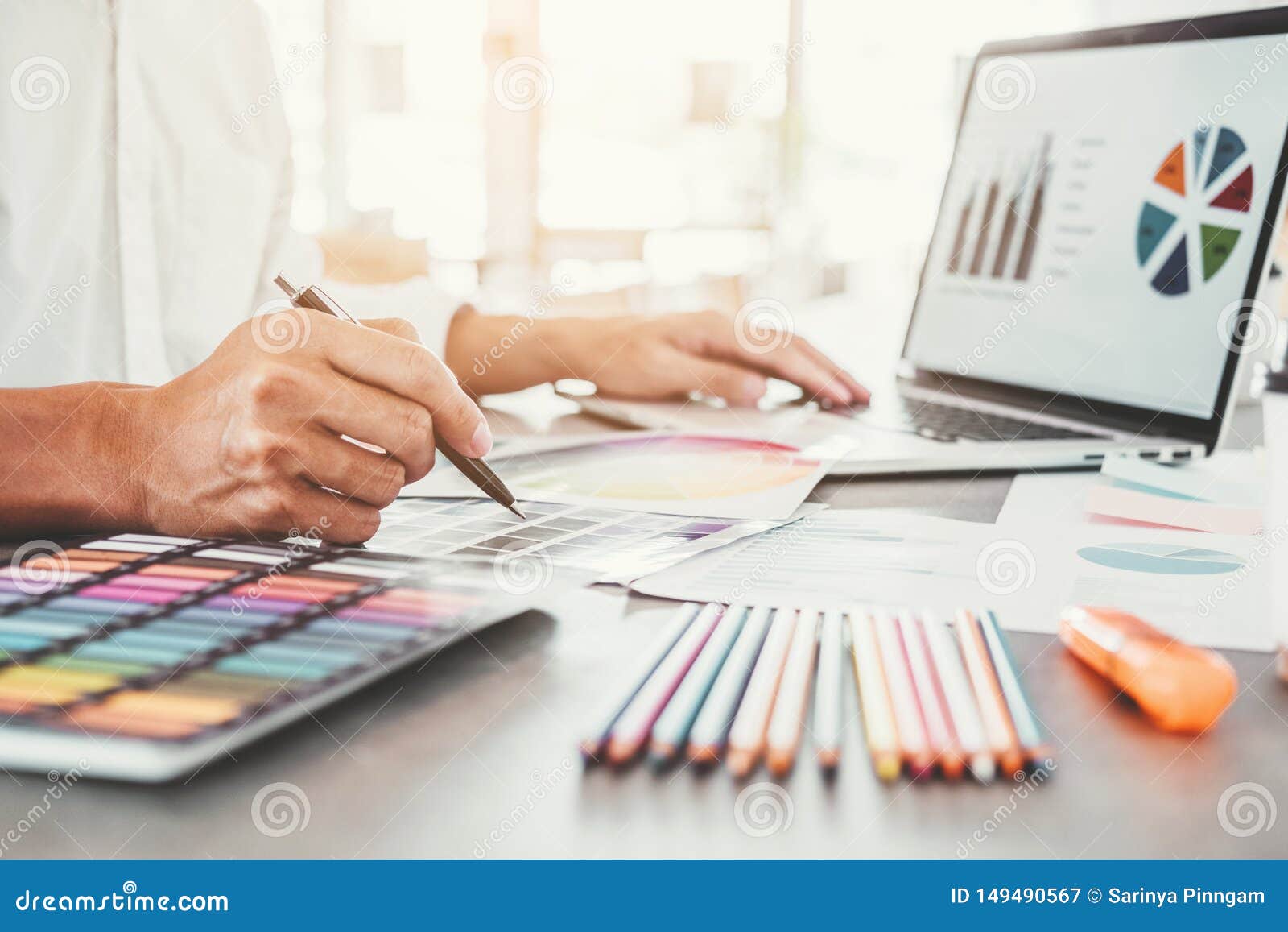 Graphic Designer Creative Planning and Thinking of Ideas for Success ...