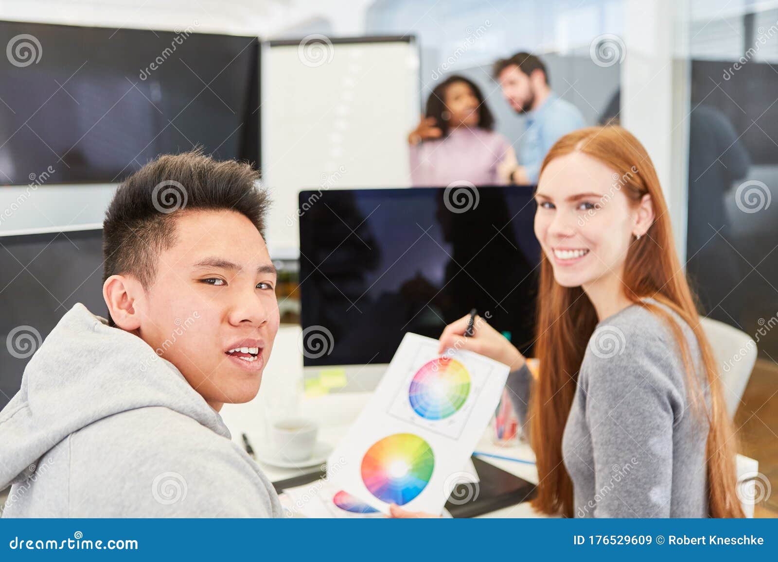 Graphic Designer Creative Team in Color Design Stock Image - Image of ...