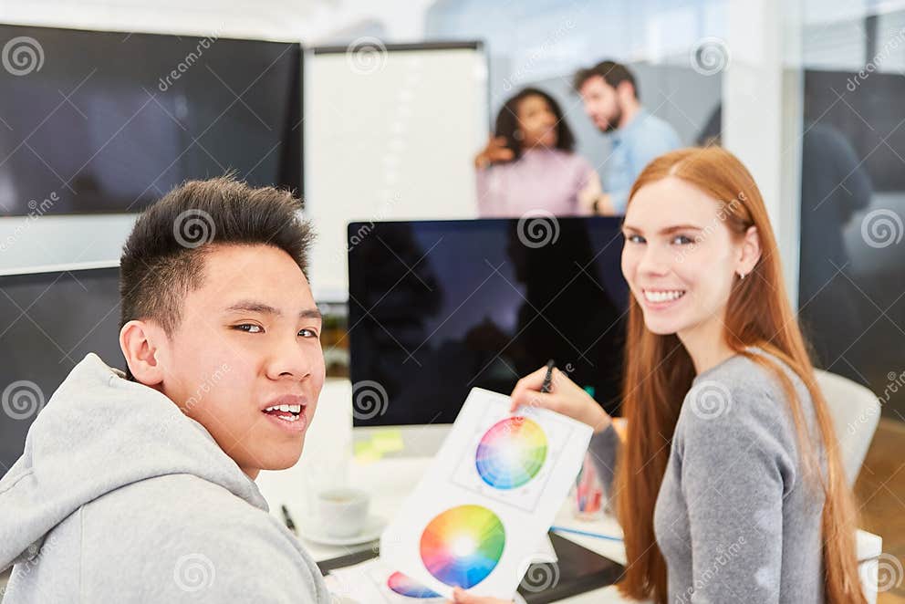 Graphic Designer Creative Team in Color Design Stock Image - Image of ...