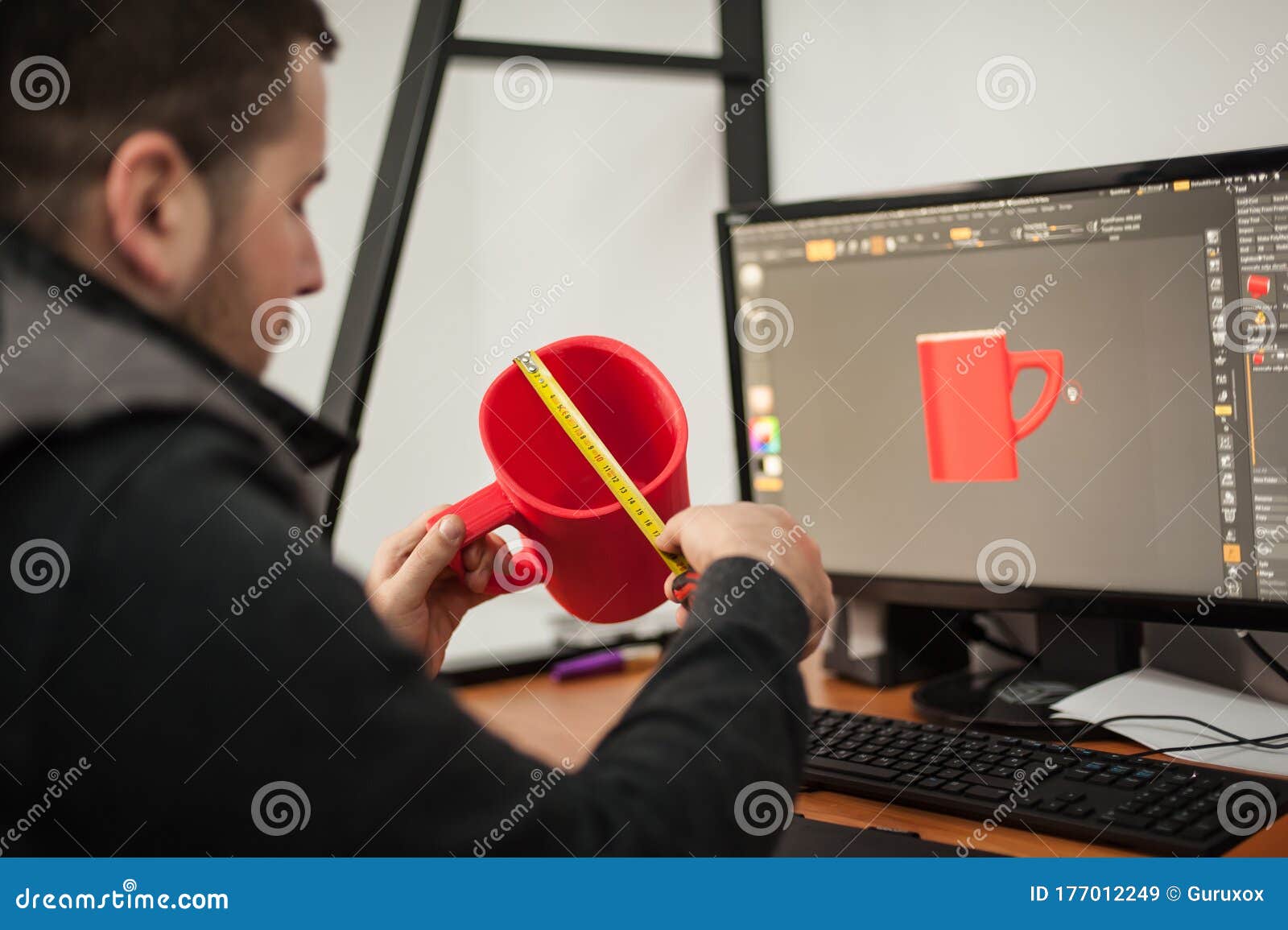 Graphic Designer and 3d Animator Work at Computer in Office Stock Image ...