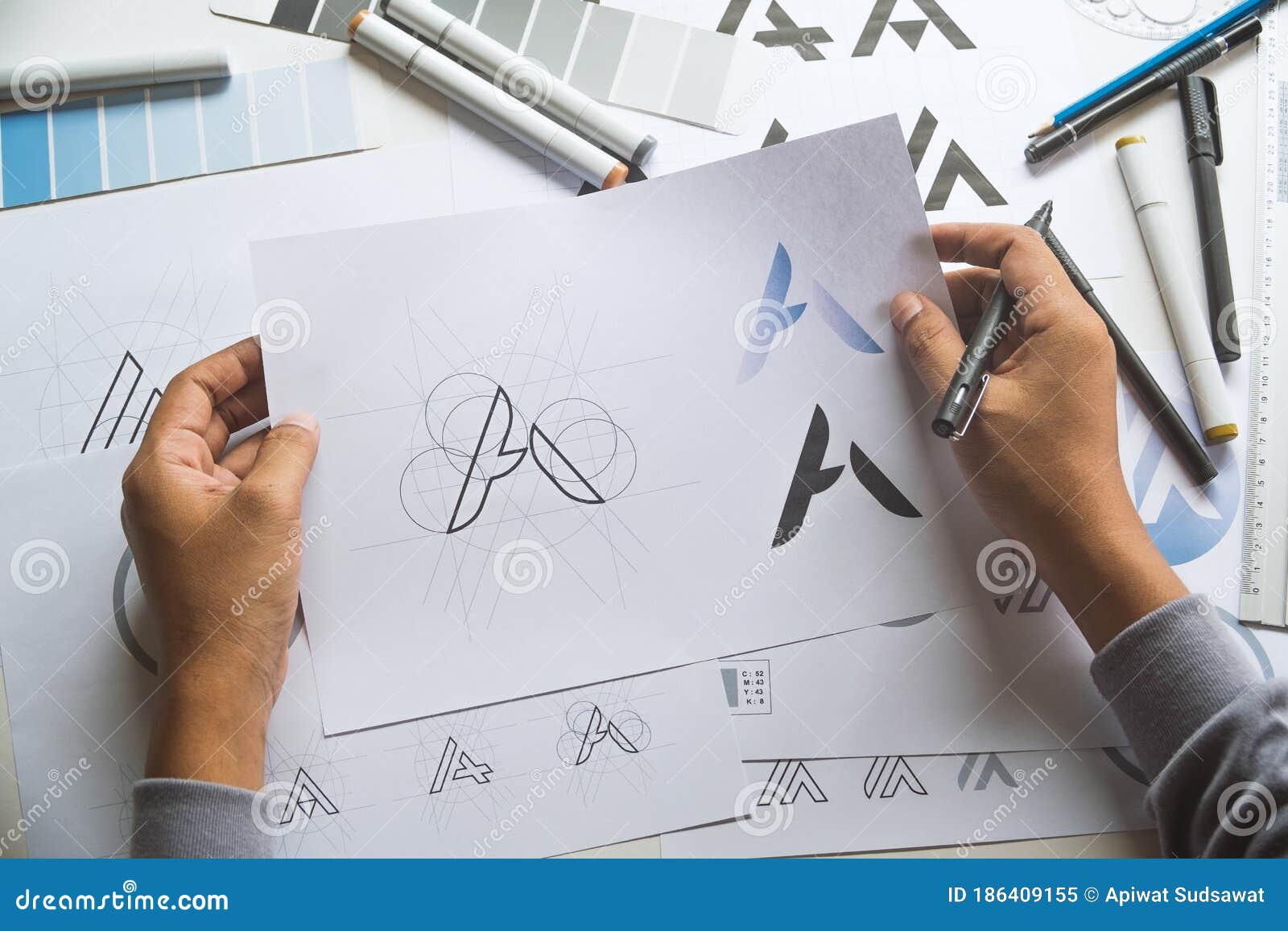 Graphic Designer Development Process Drawing Sketch Design Creative ...