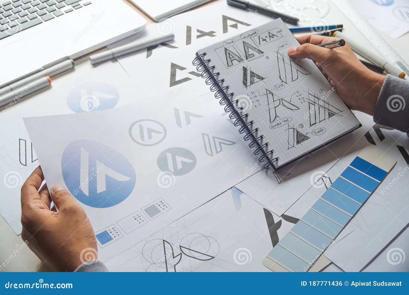Graphic Designer Development Process Drawing Sketch Design Creative ...