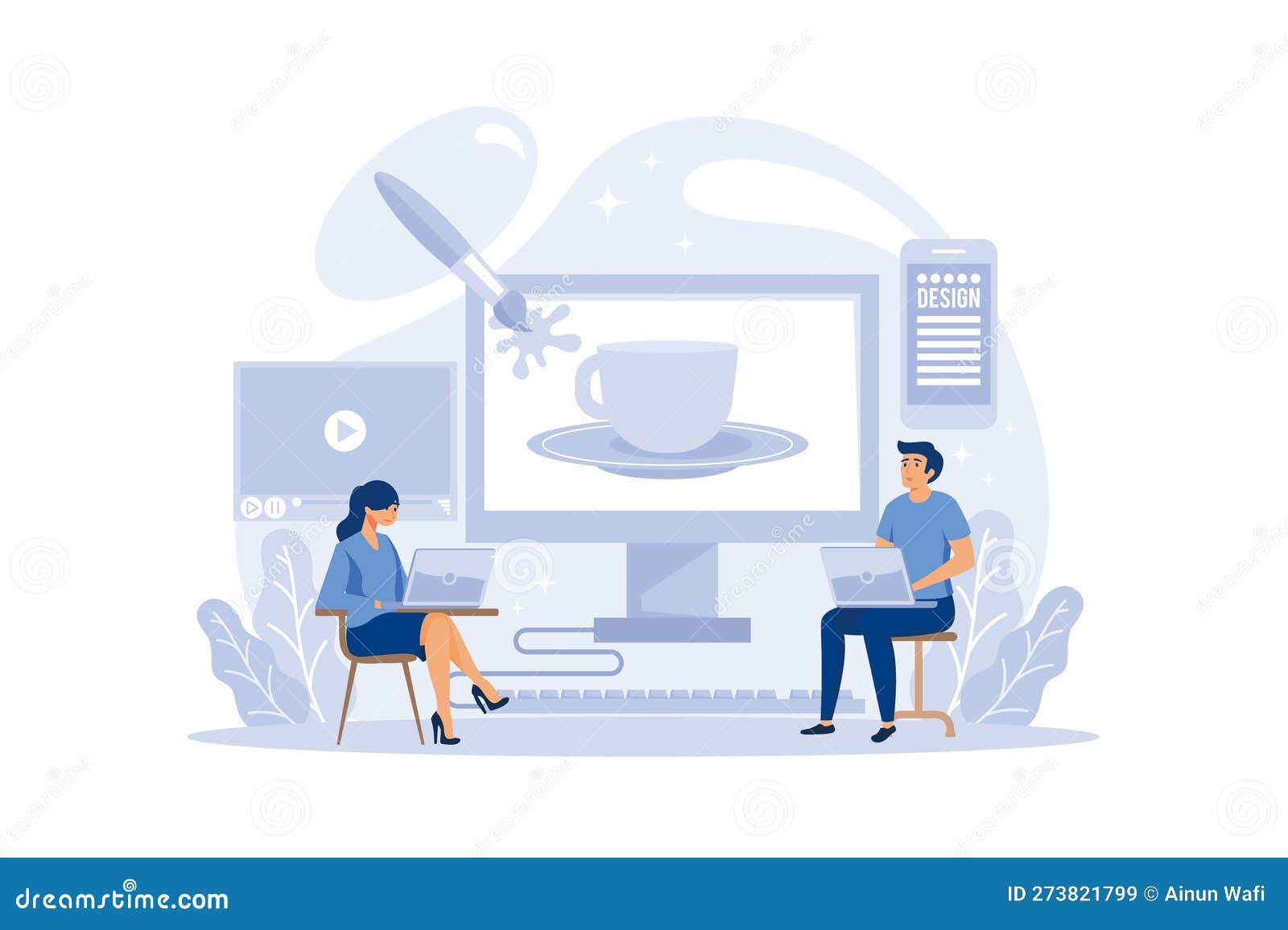 Graphic Designer or Digital Illustrator Concept. Picture on the Device ...