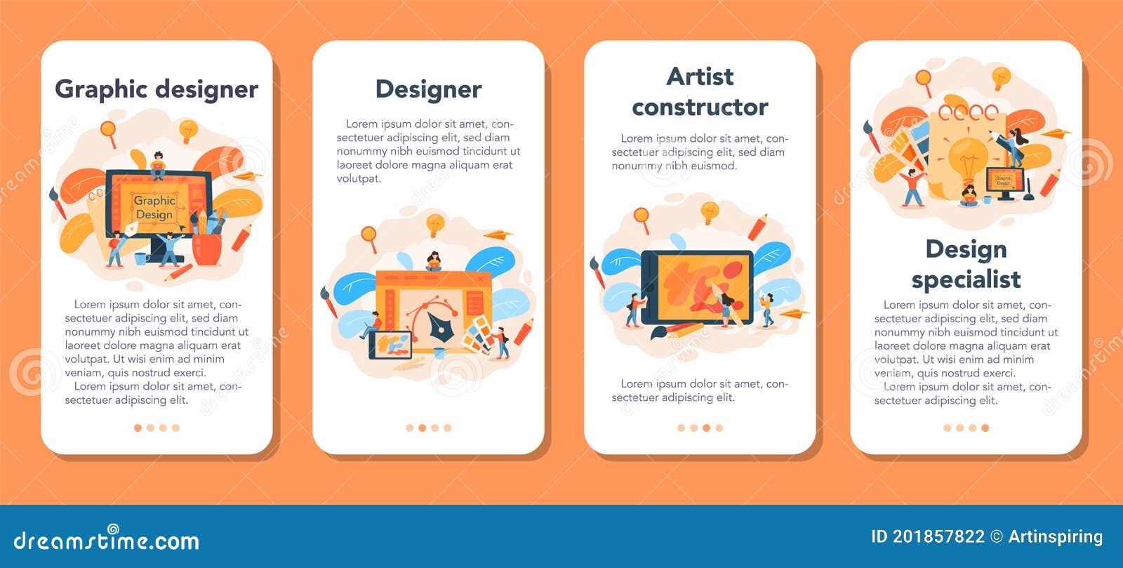 Graphic Designer or Digital Illustrator Mobile Application Banner Set ...