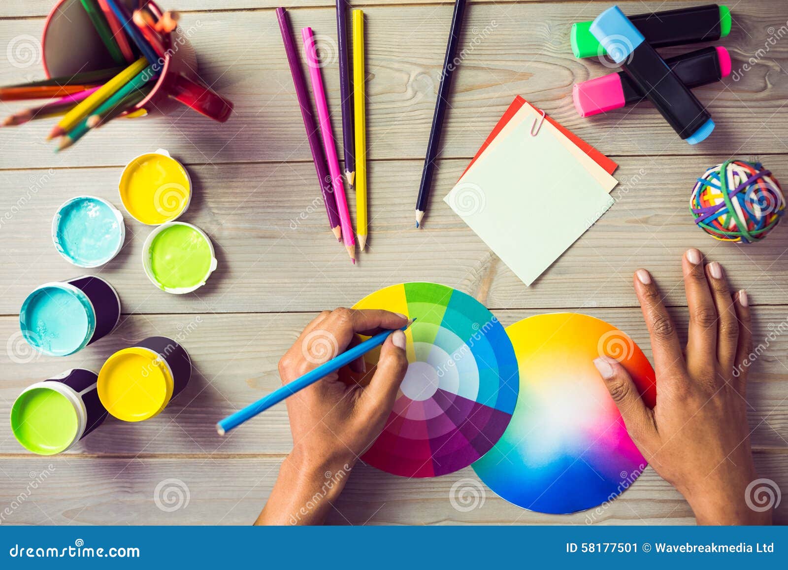 Graphic Designer Drawing On Colour Chart Stock Image | CartoonDealer ...