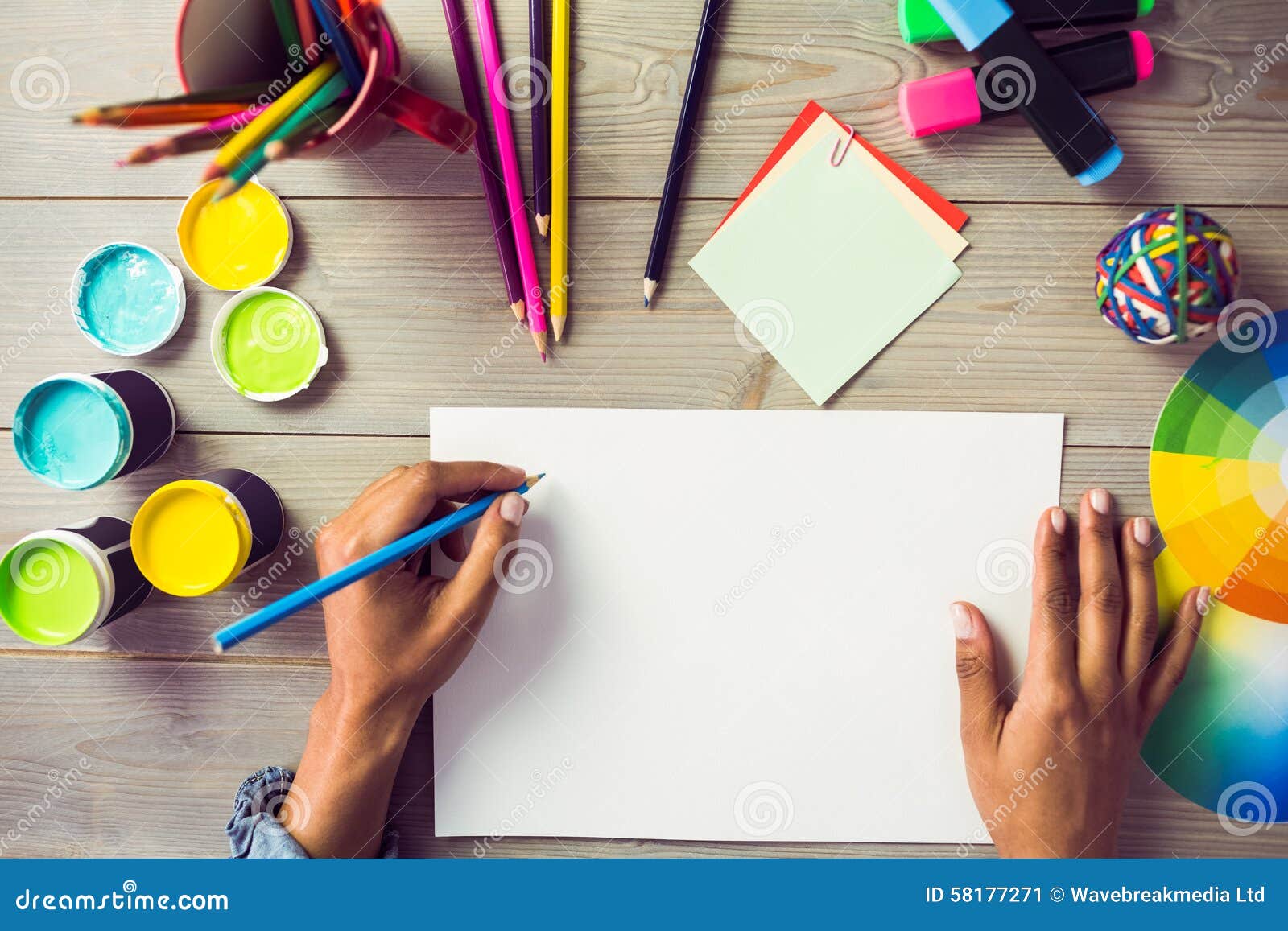Graphic Designer Drawing on Sheet of Paper Stock Image - Image of ...