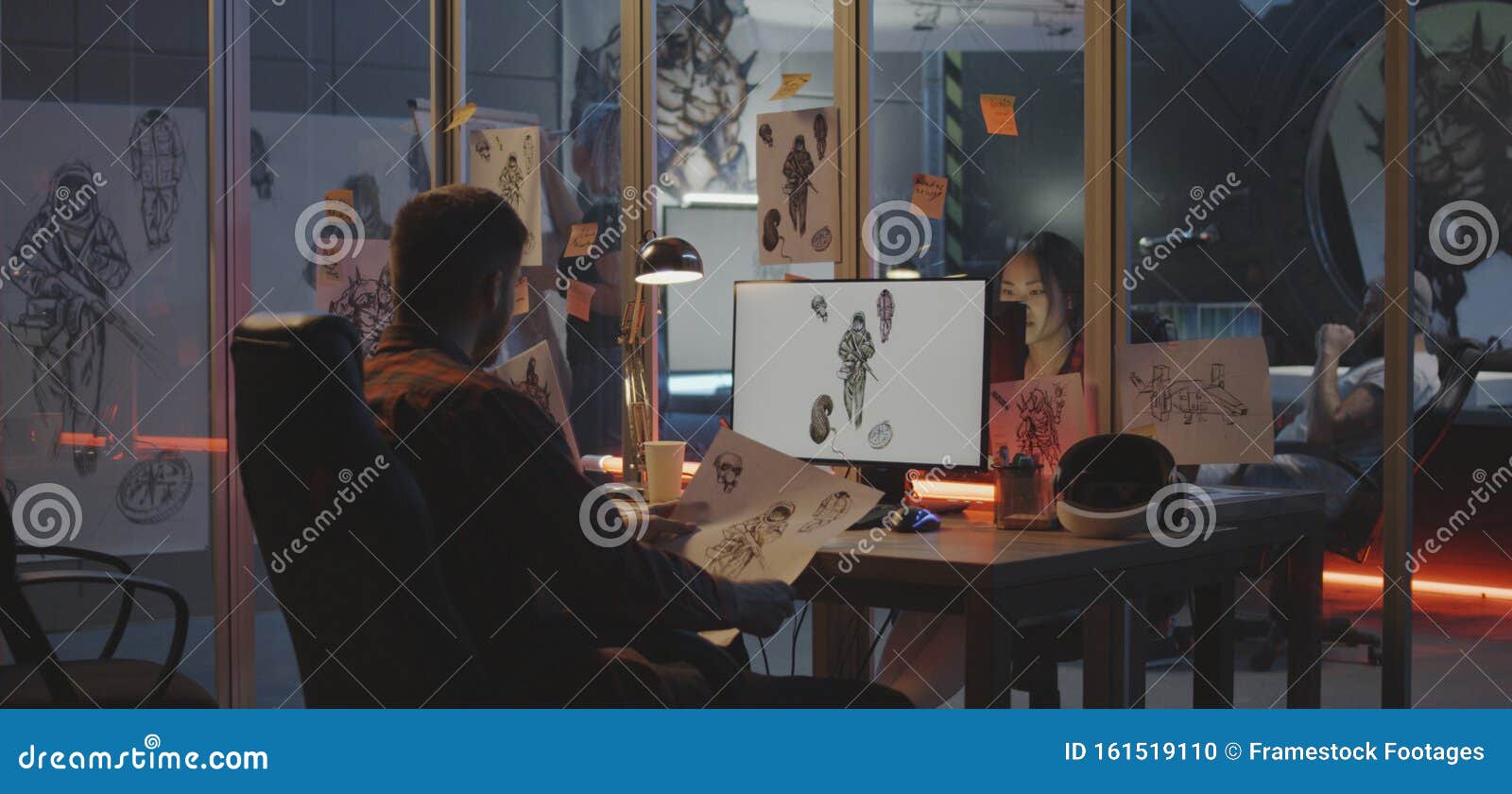 Graphic Designer Drawing Video Game Art Stock Photo - Image of ...