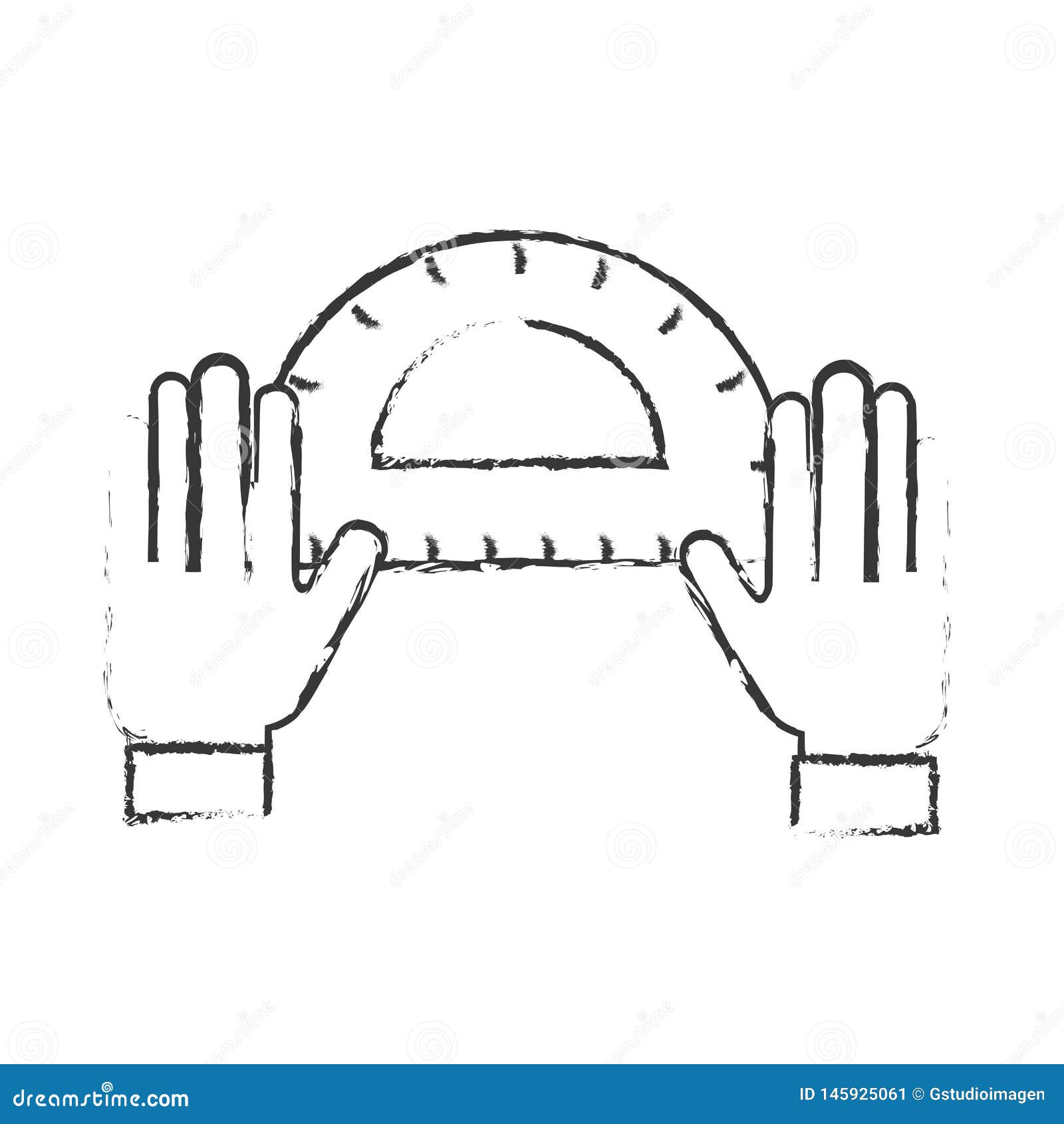 Graphic Designer Hands with Protractor Tool Stock Illustration ...