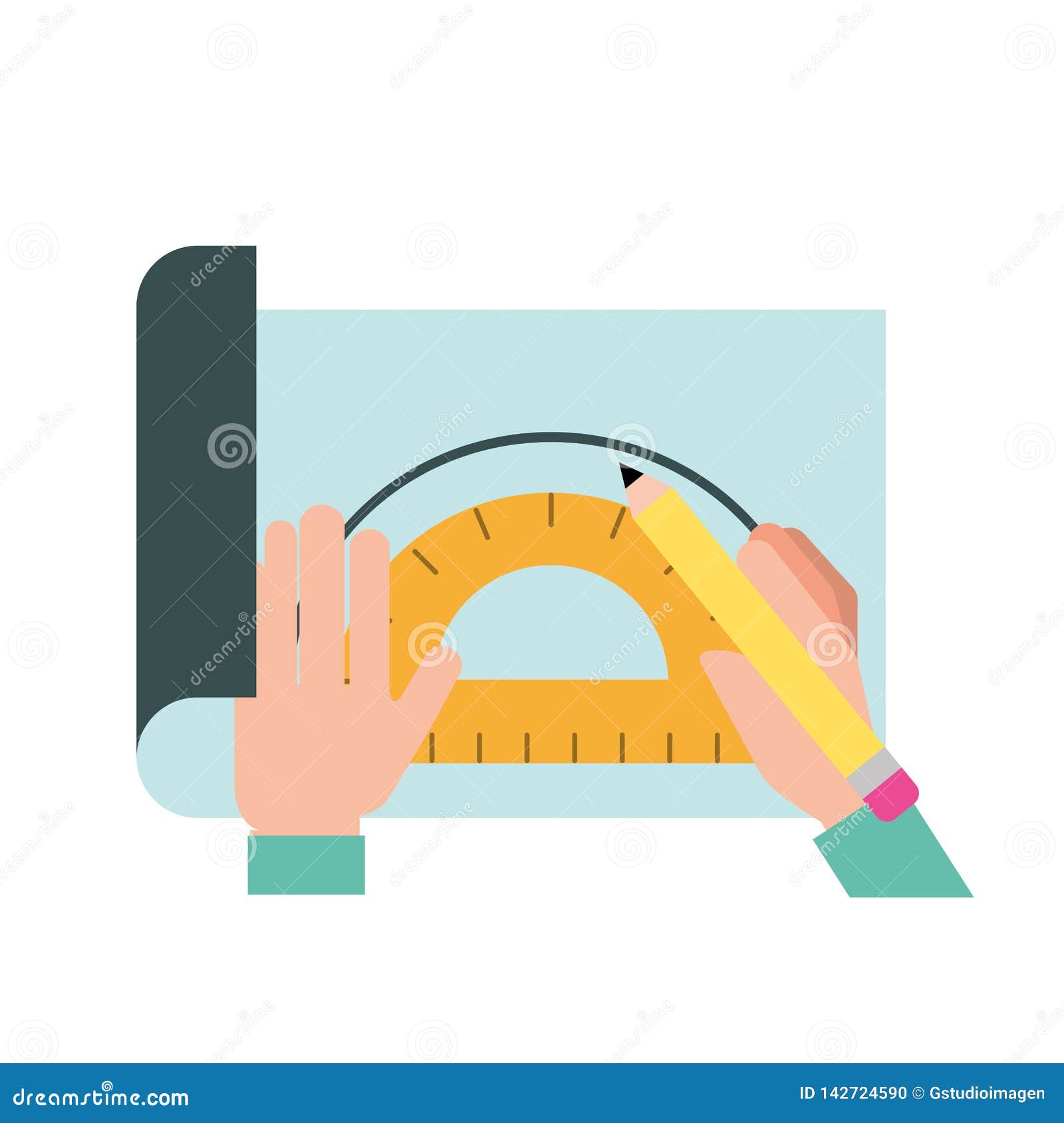Protractor Pencil Graphic Design Tools Vector Illustration ...