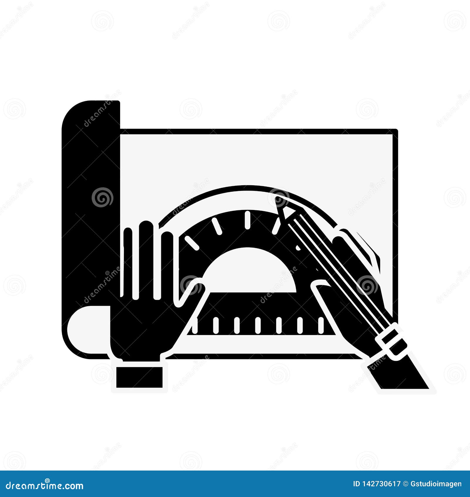Graphic Designer Hands Working with Protractor and Pencil Stock Vector ...