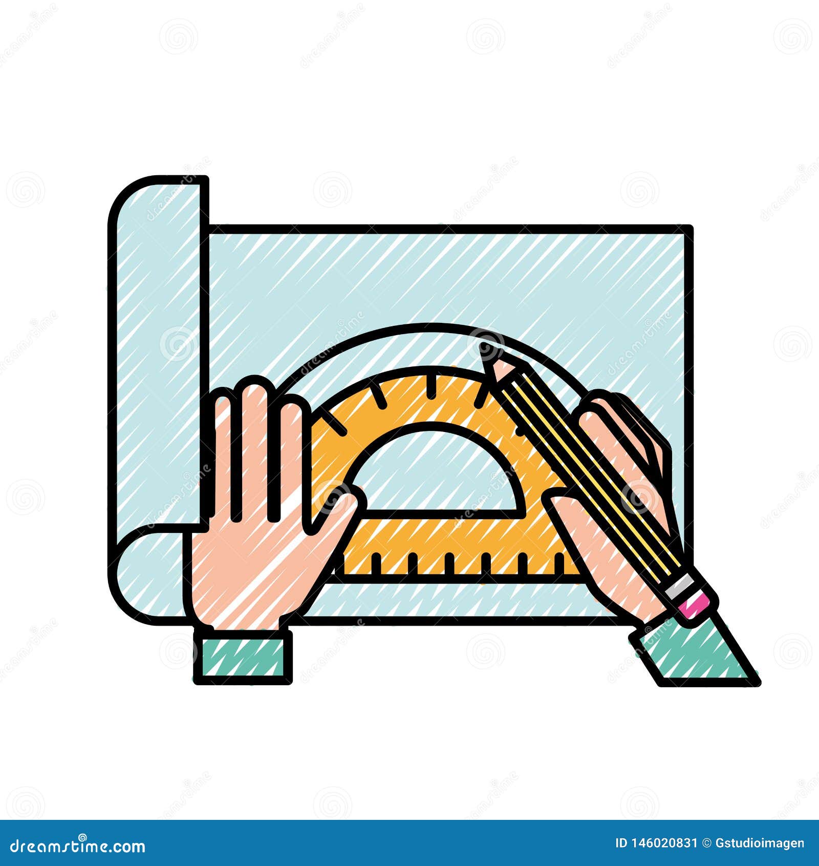 Graphic Designer Hands Working with Protractor and Pencil Stock ...
