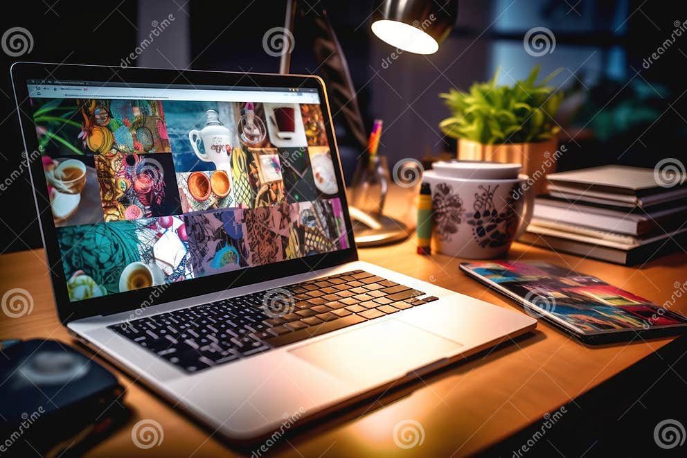 Graphic Designer Home Office and Creative Desk Stock Illustration ...