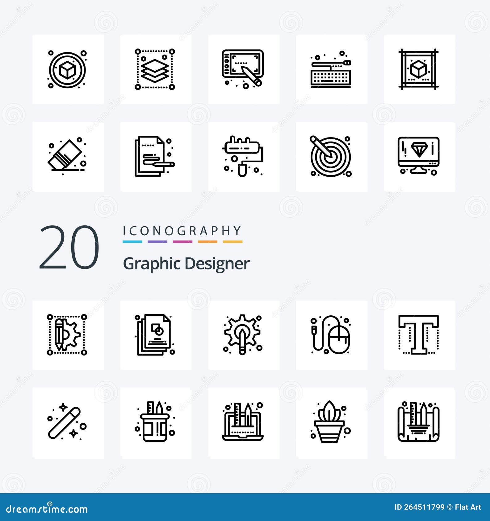 20 Graphic Designer Line Icon Pack Like Mouse Graphic Designer Designer ...