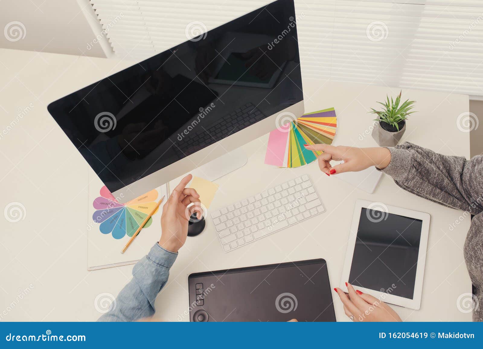 Graphic Designer Meeting with Computer on Artist Workplace Stock Image ...