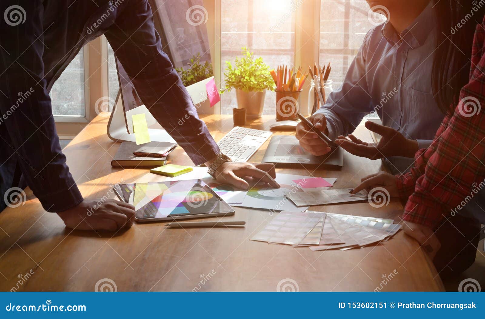 Graphic Designer Meeting on Creative Workspace Stock Image - Image of ...