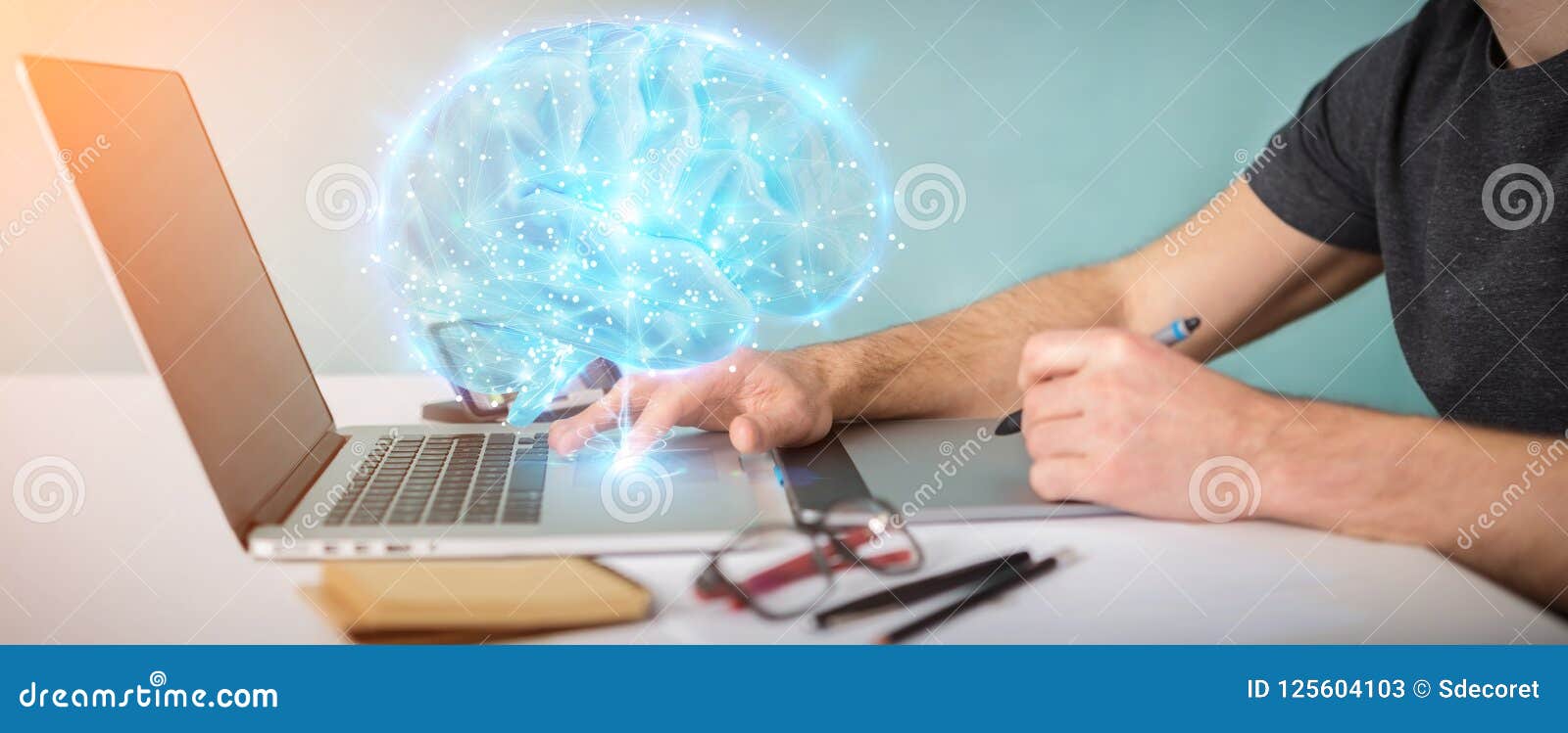 Brain Rendering With Front And Back Views Showcasing The Intricate ...