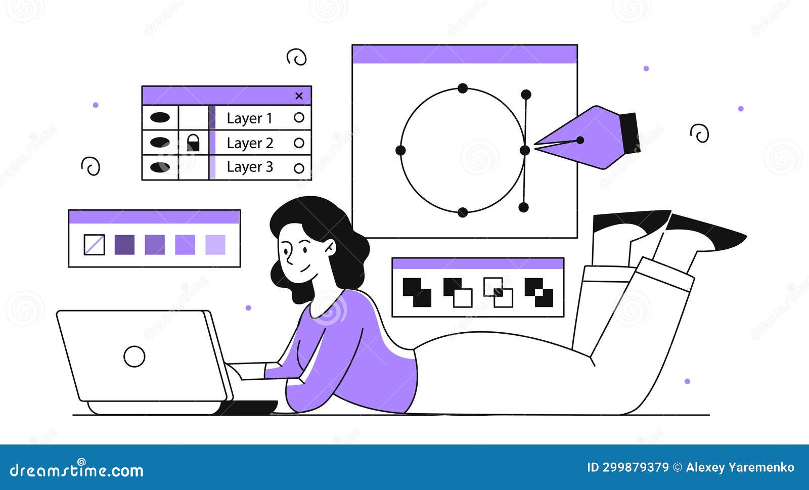 Graphic Designer Outline Vector Concept Stock Illustration ...