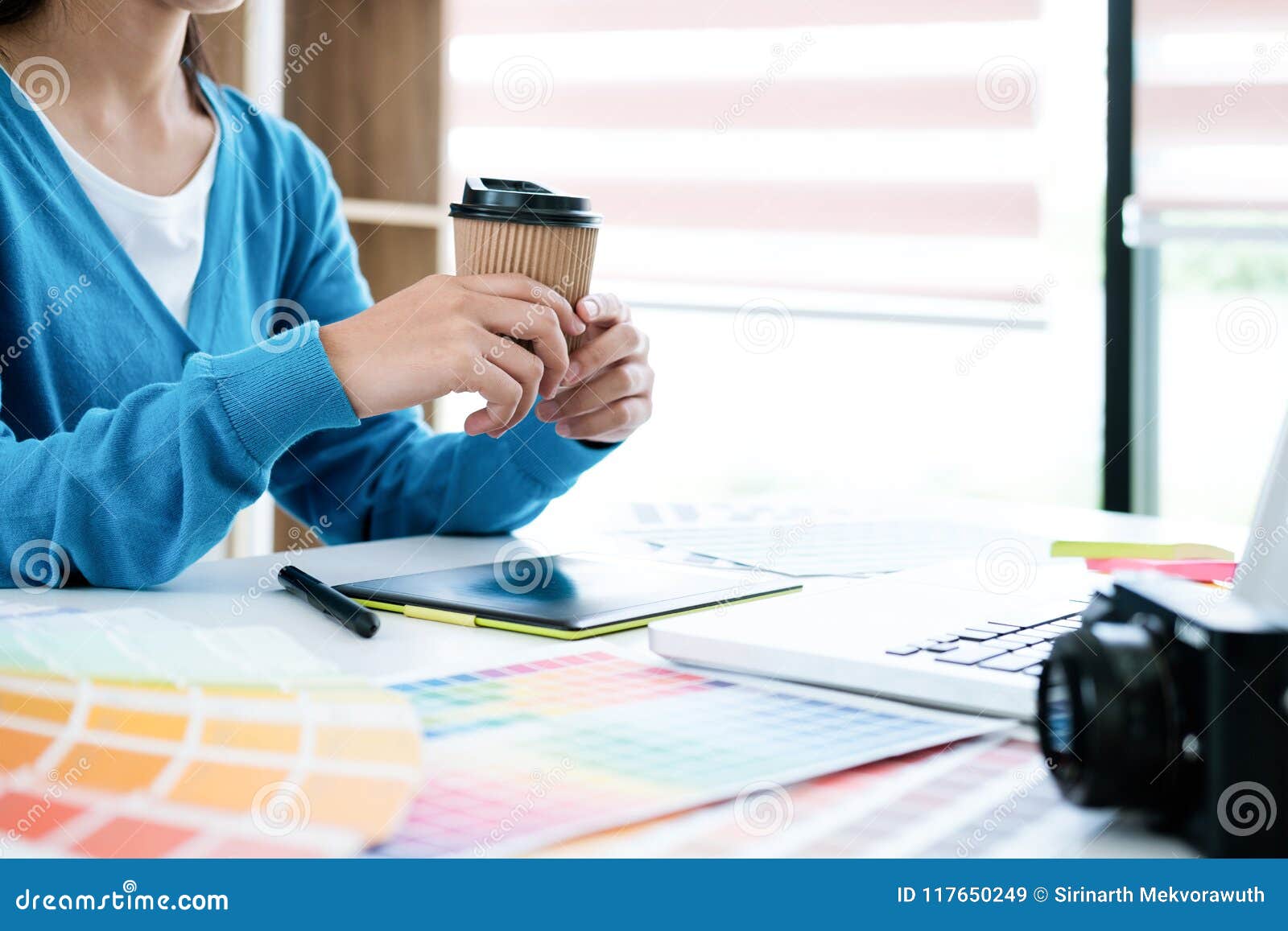 Graphic Designer and Photo Editor Working. Stock Image - Image of ...