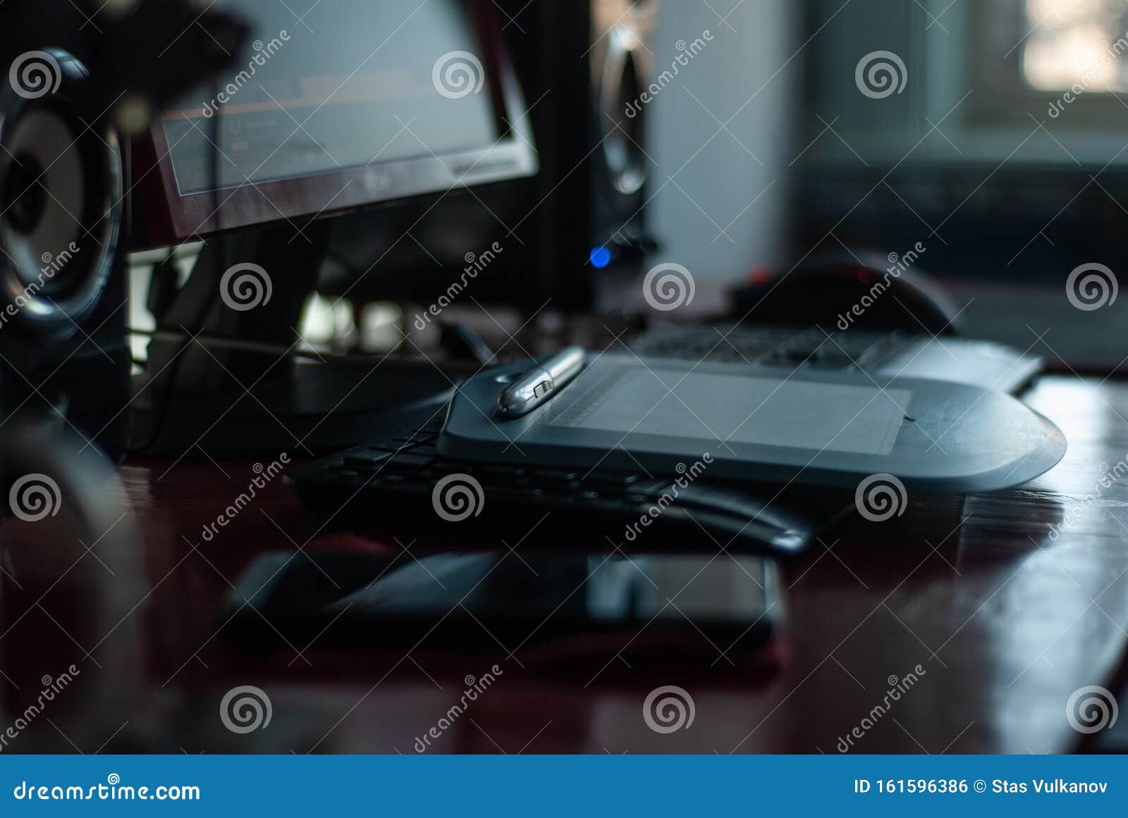 Graphic Designer`s Workplace, Photo in Low Key, Stock Photo - Image of ...