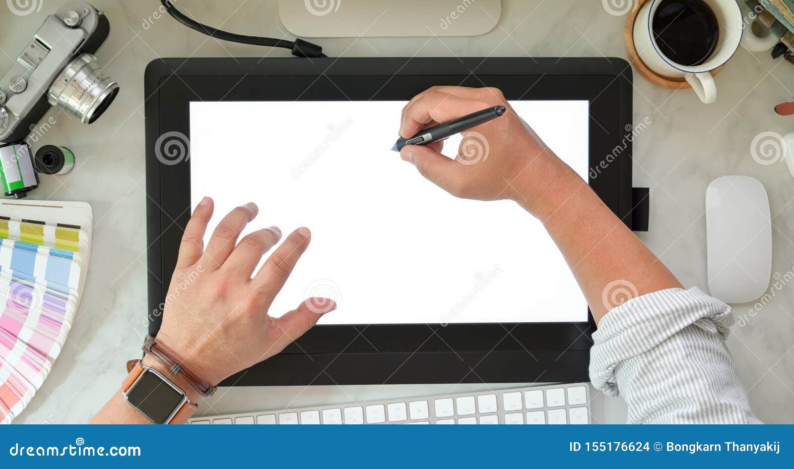 Graphic Designer Sketching on Graphic Tablet Stock Photo - Image of ...