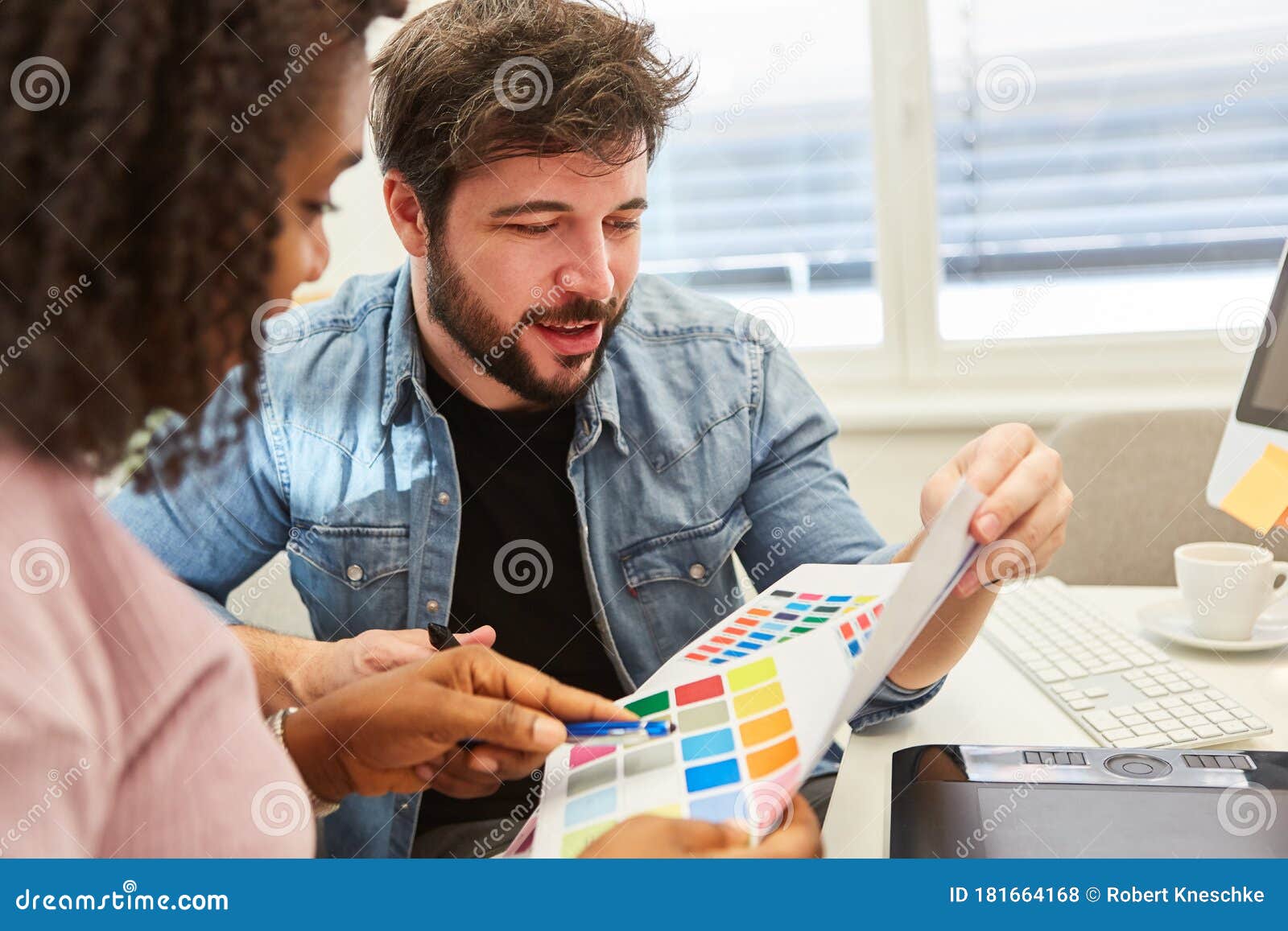 Graphic Designer Team in Choosing Colors Stock Photo - Image of team ...