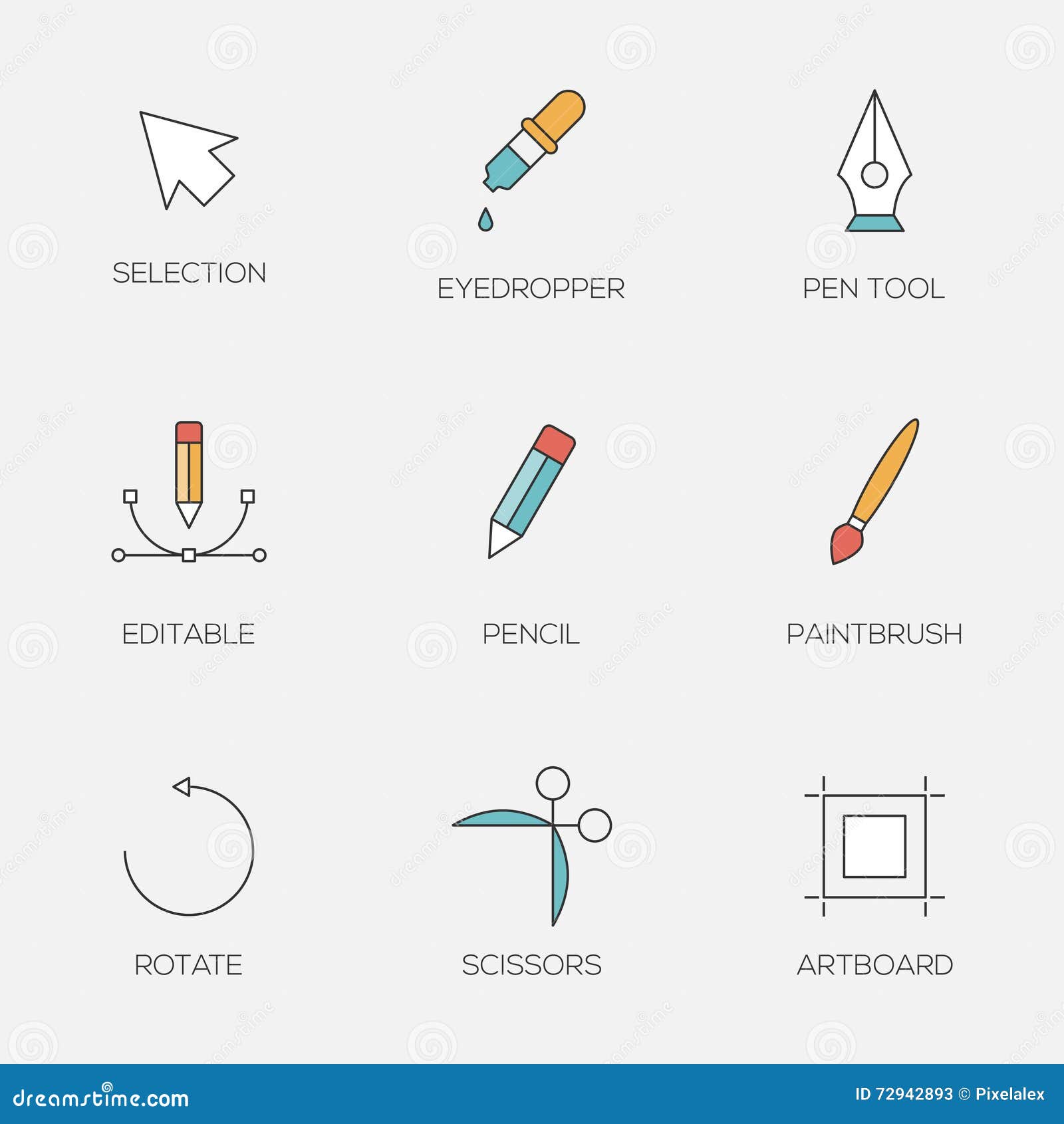 Graphic Designer Tools Color Line Icons Stock Vector - Illustration of ...