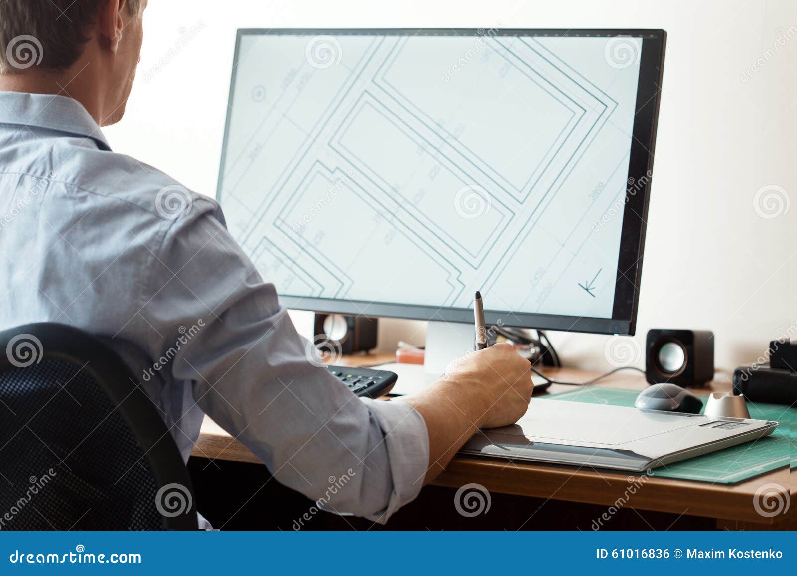 Graphic Designer Using Digital Tablet and Computer Stock Photo - Image ...