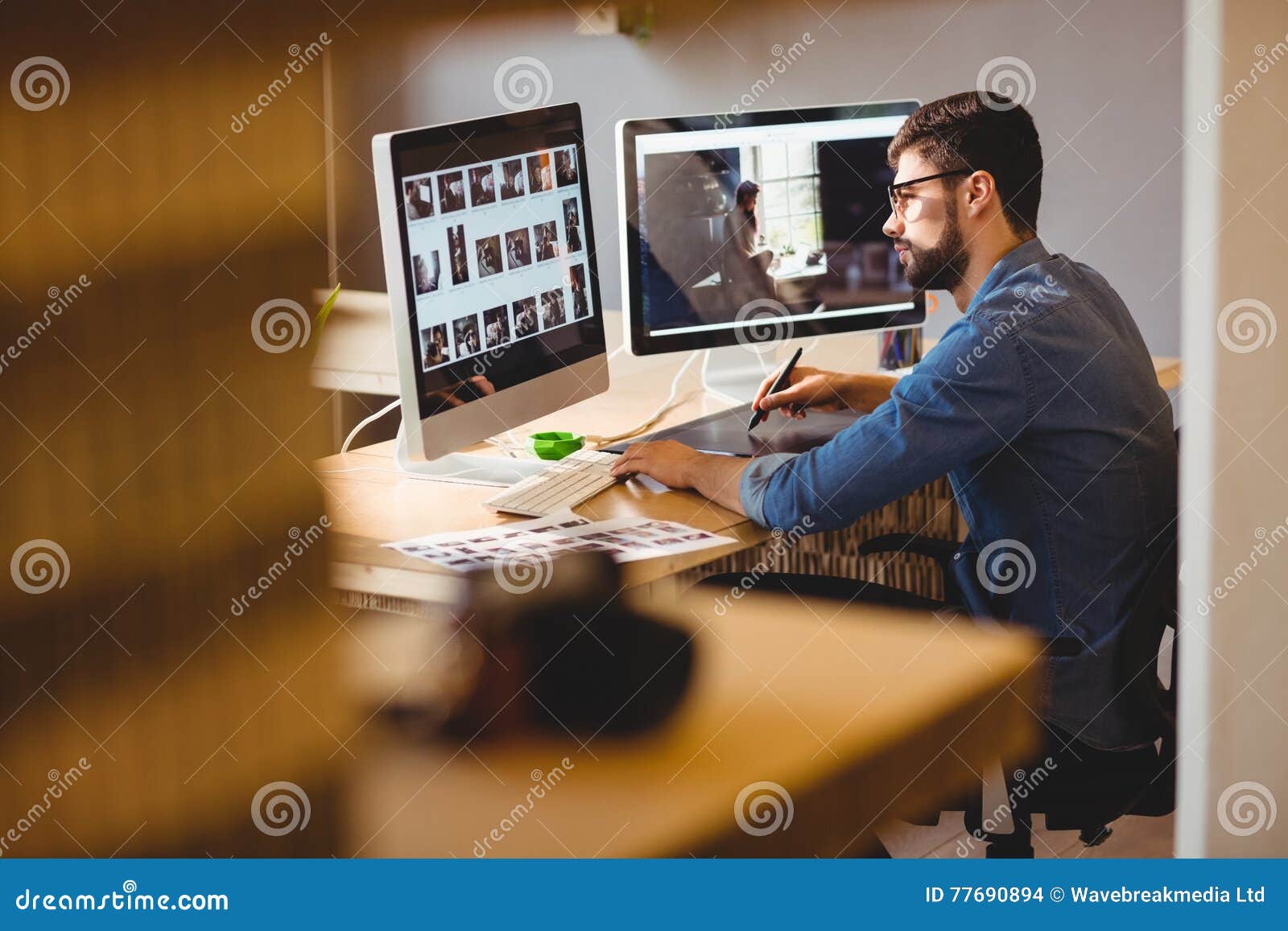Graphic Designer Using Graphics Tablet Stock Photo - Image of ...