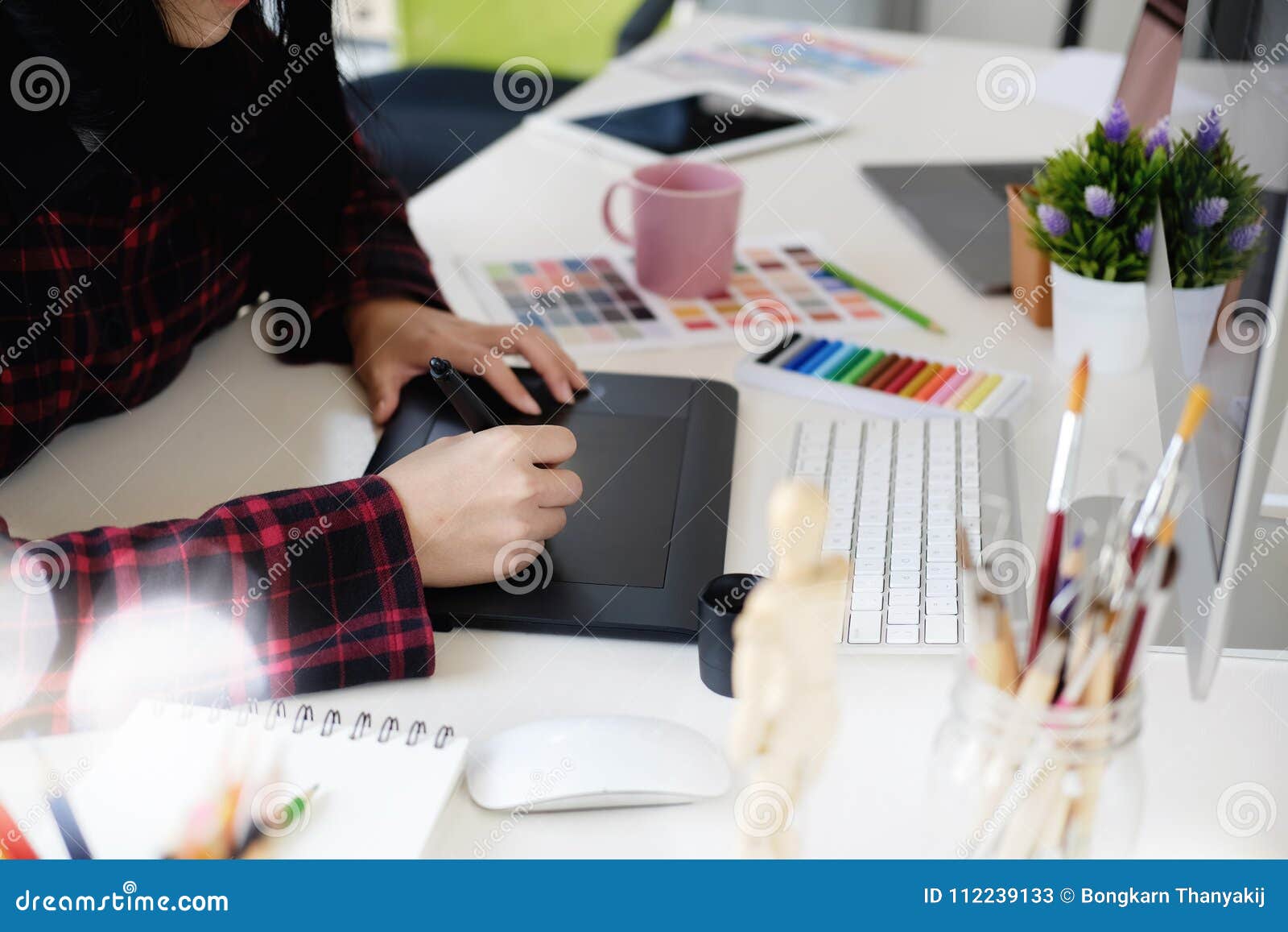 Graphic Designer Using Her Graphic Tablet Stock Image - Image of ...