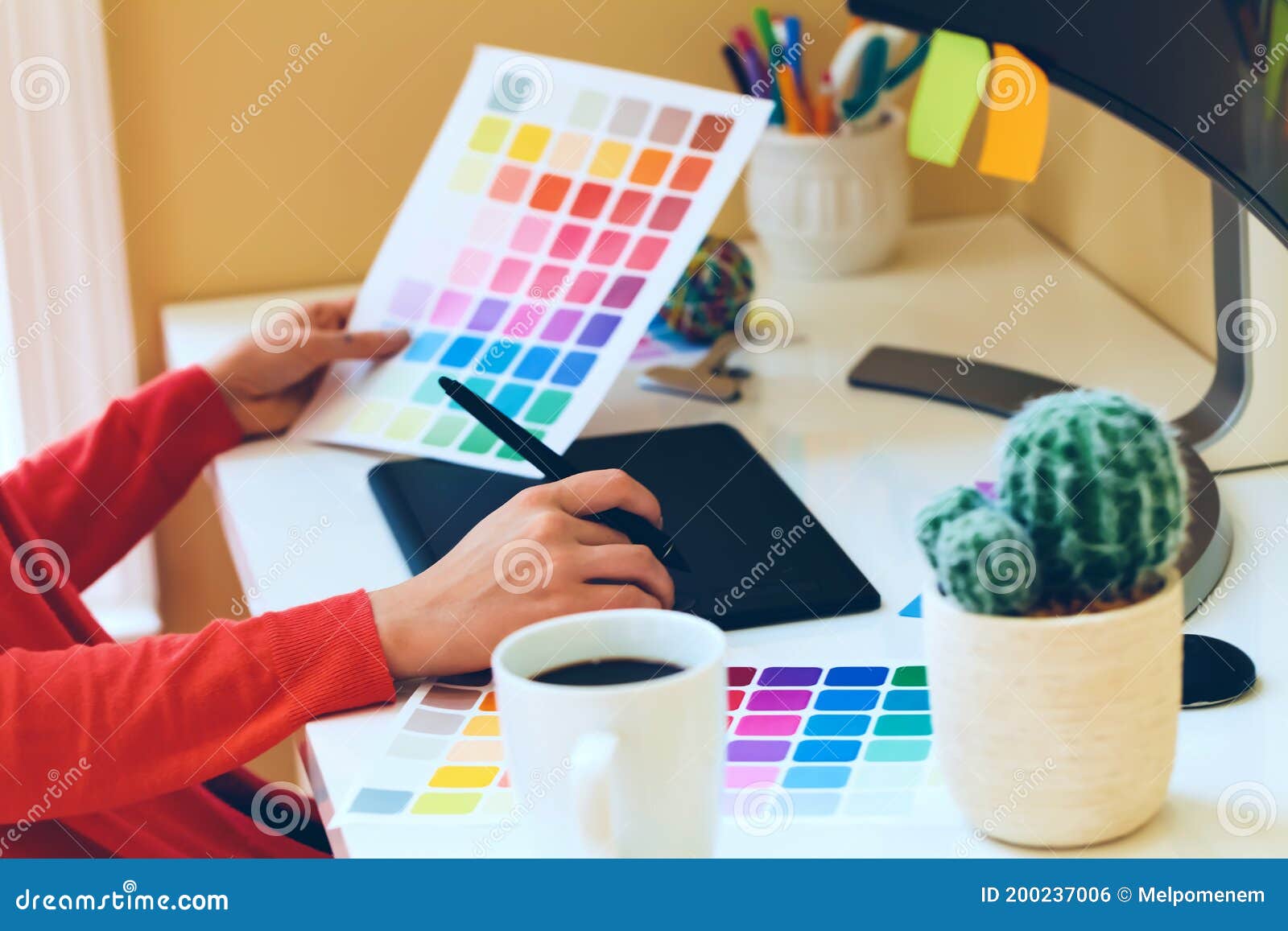 Graphic Designer Using Her Graphic Tablet Stock Photo - Image of modern ...