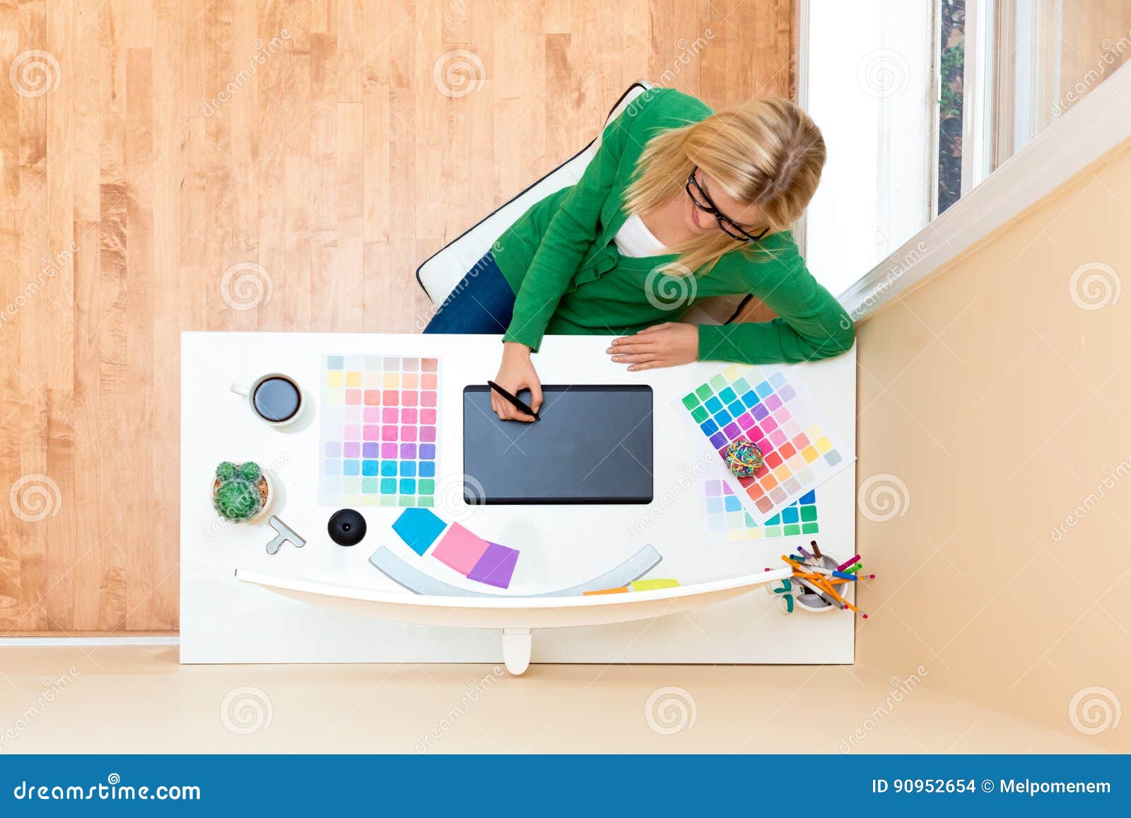 Graphic Designer Using Her Graphic Tablet Stock Photo - Image of design ...