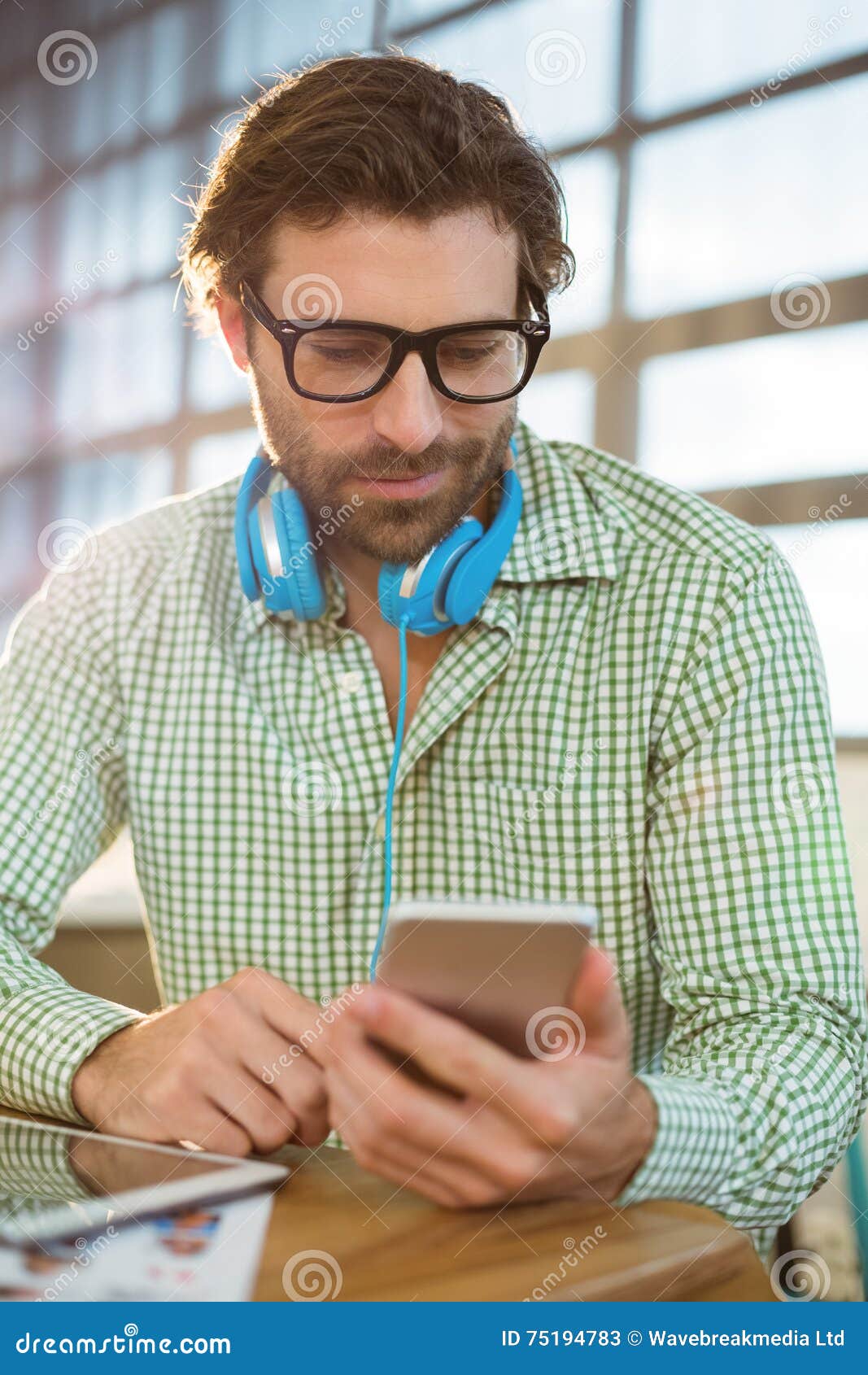 Graphic Designer Using Mobile Phone Stock Image - Image of company ...