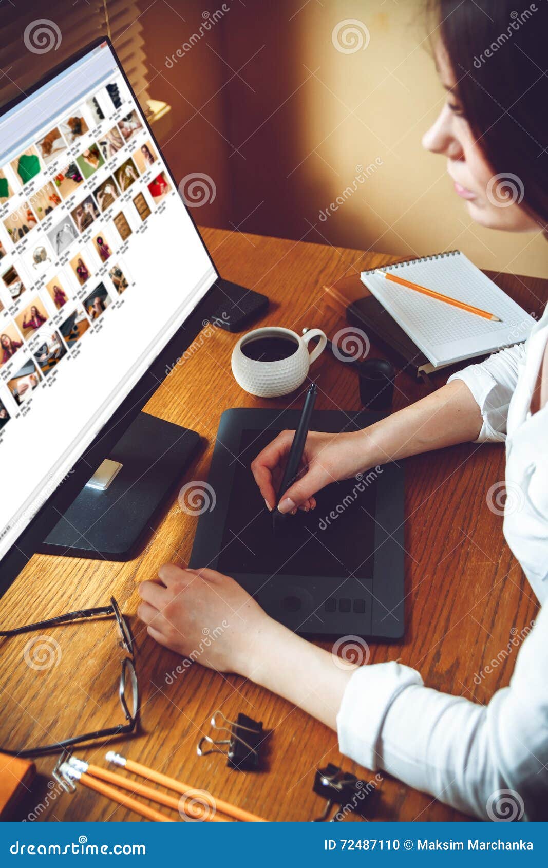 Graphic Designer Using Tablet Stock Photo - Image of keyboard, laptop ...