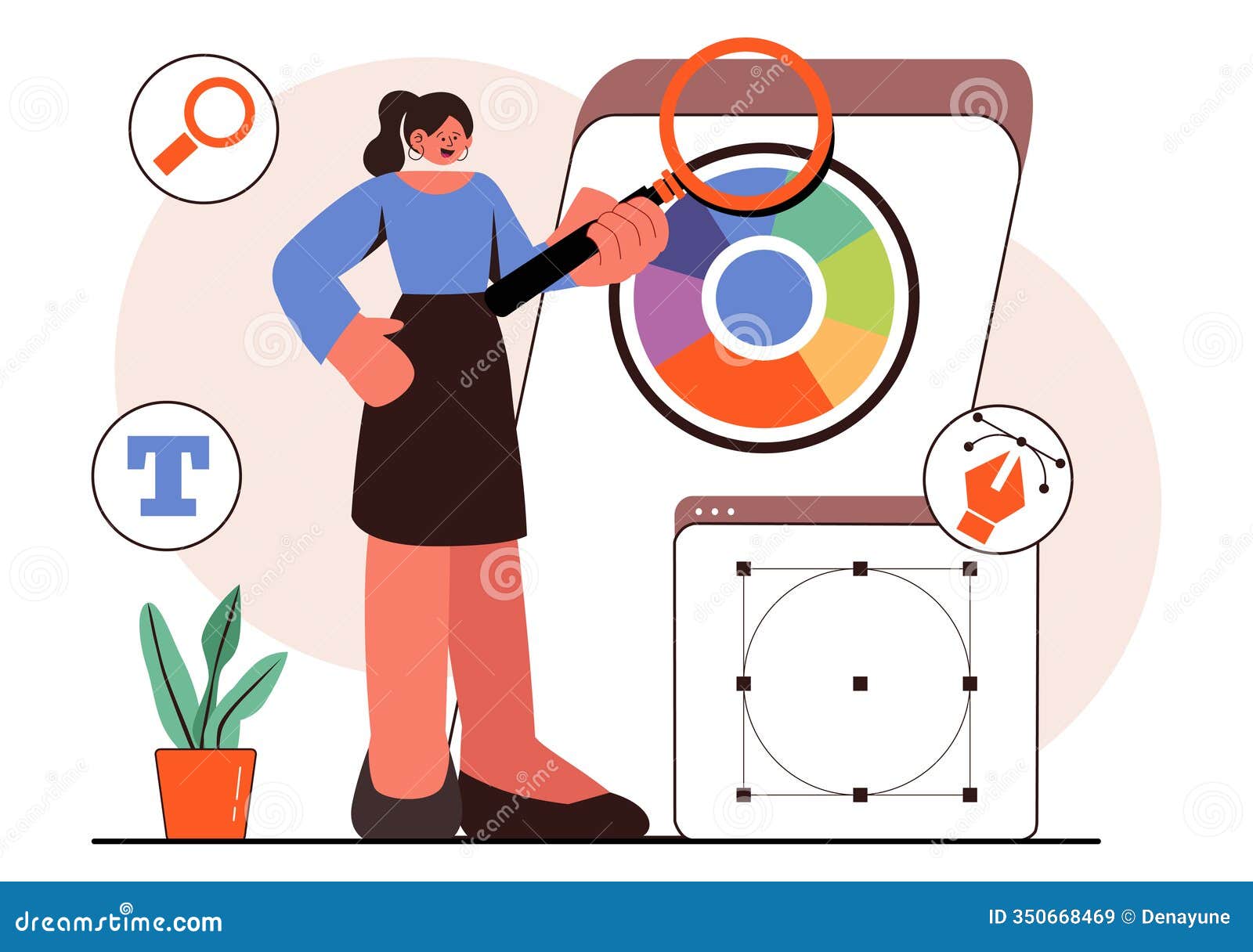 Graphic Designer Vector Illustration Featuring Creativity and Business ...