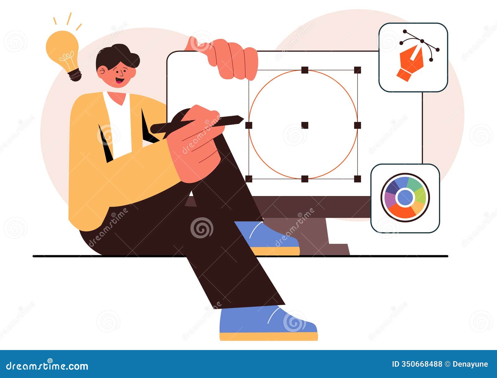 Graphic Designer Vector Illustration Featuring Creativity and Business ...
