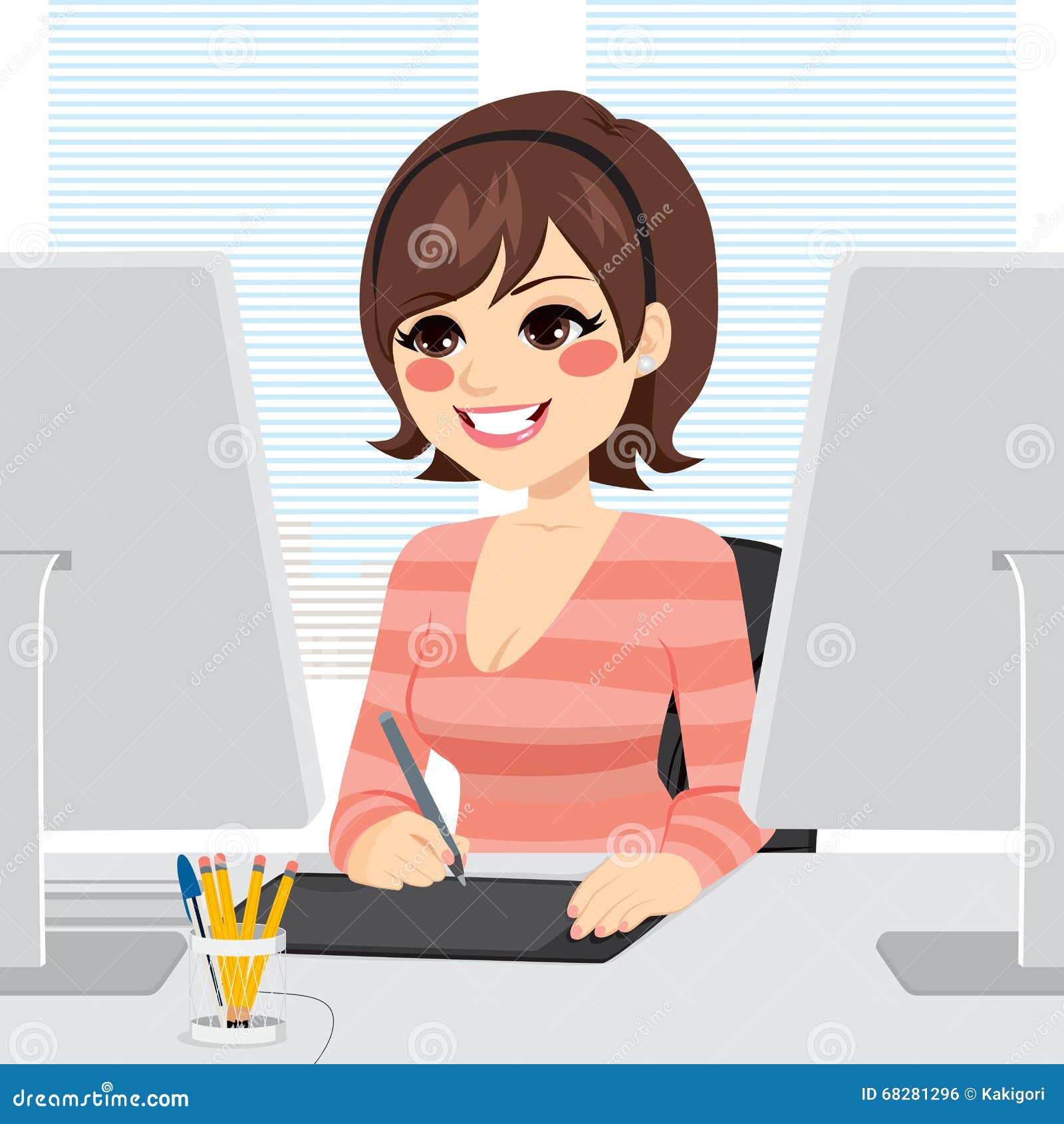 Graphic Designer Woman stock vector. Illustration of design - 68281296
