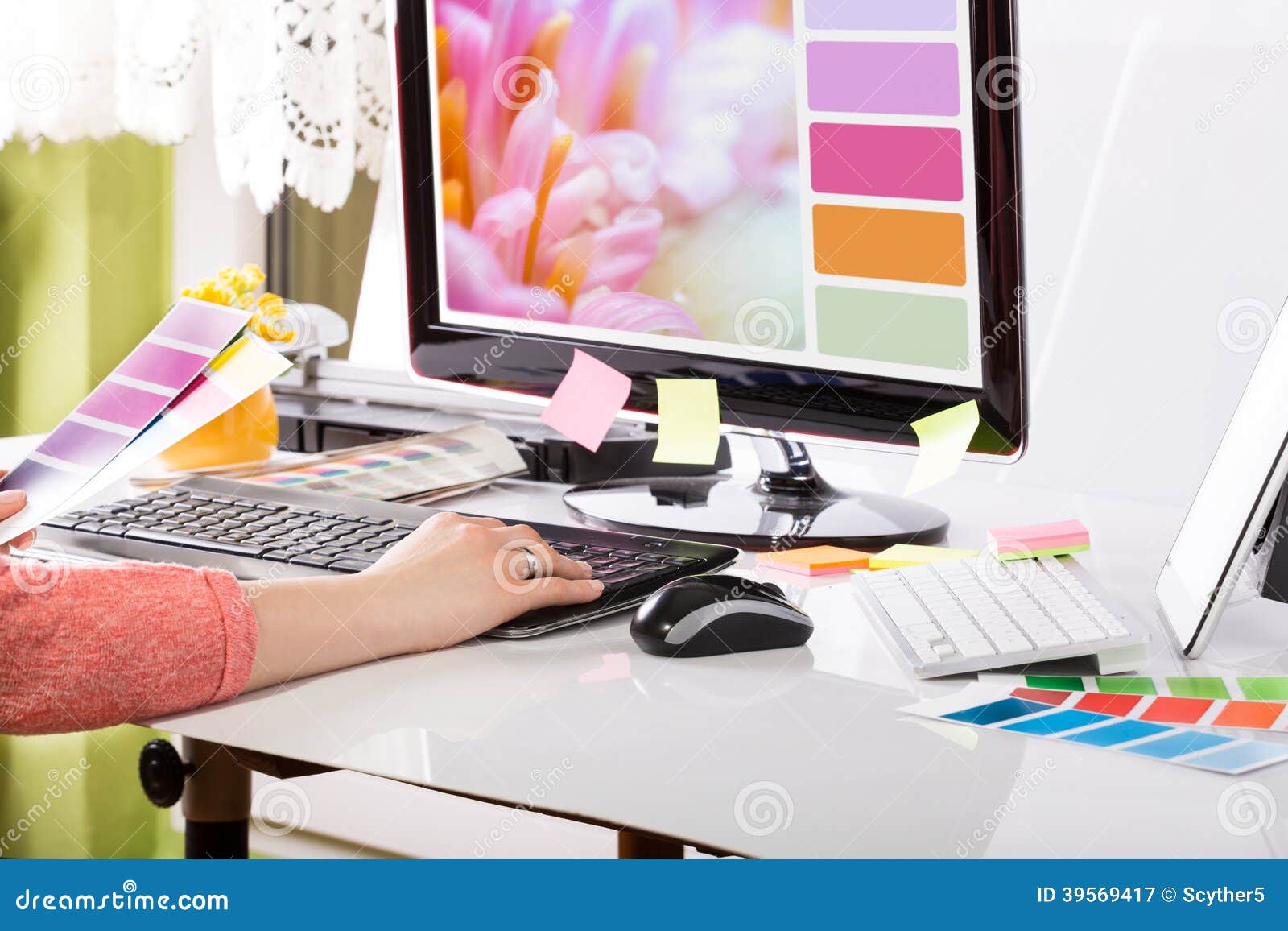 Graphic Designer at Work. Color Samples. Stock Image - Image of drawing ...